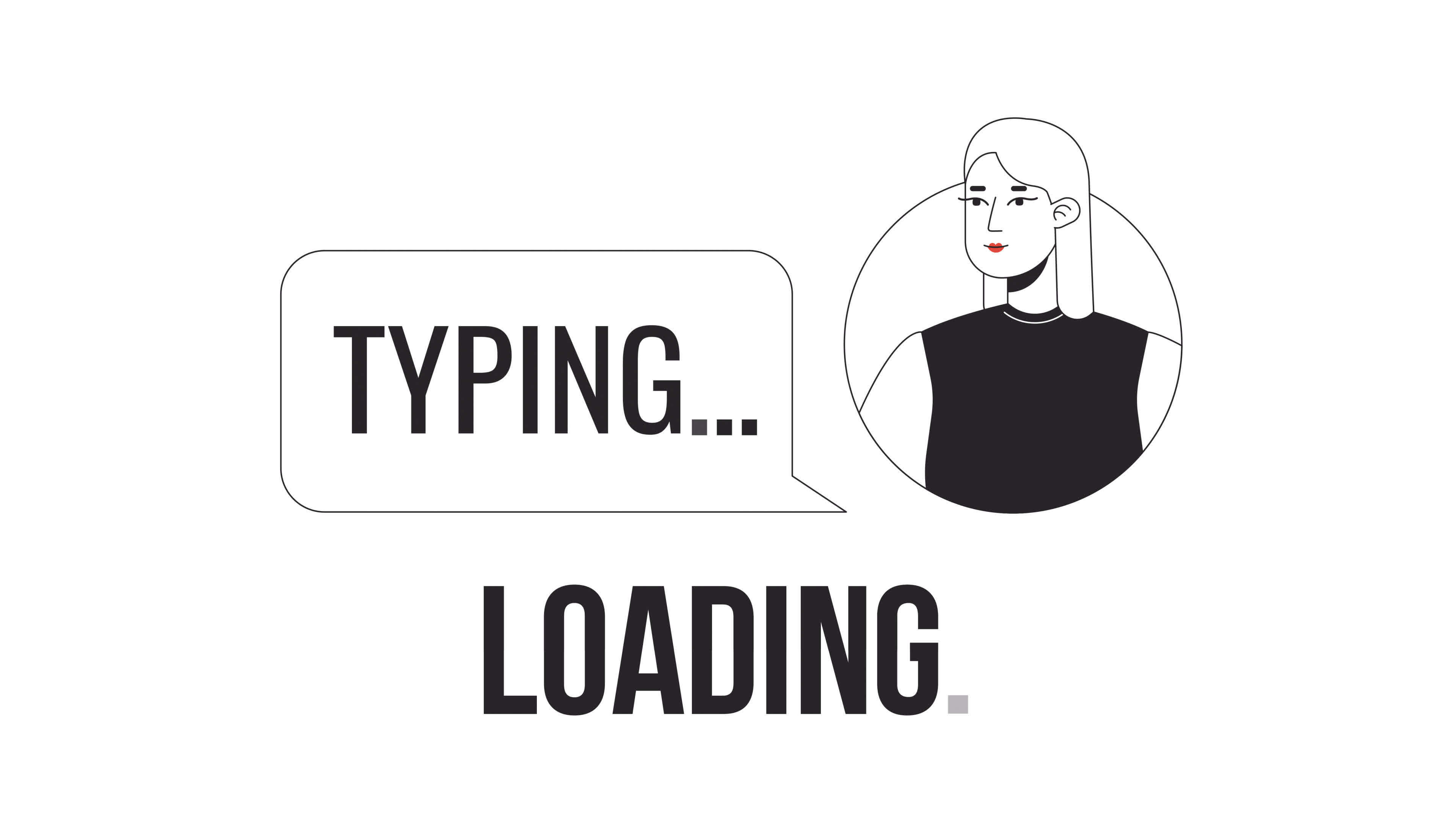 Texting app bw loader animation. Avatar with typing indicator. Flash message 4K video footage ...
