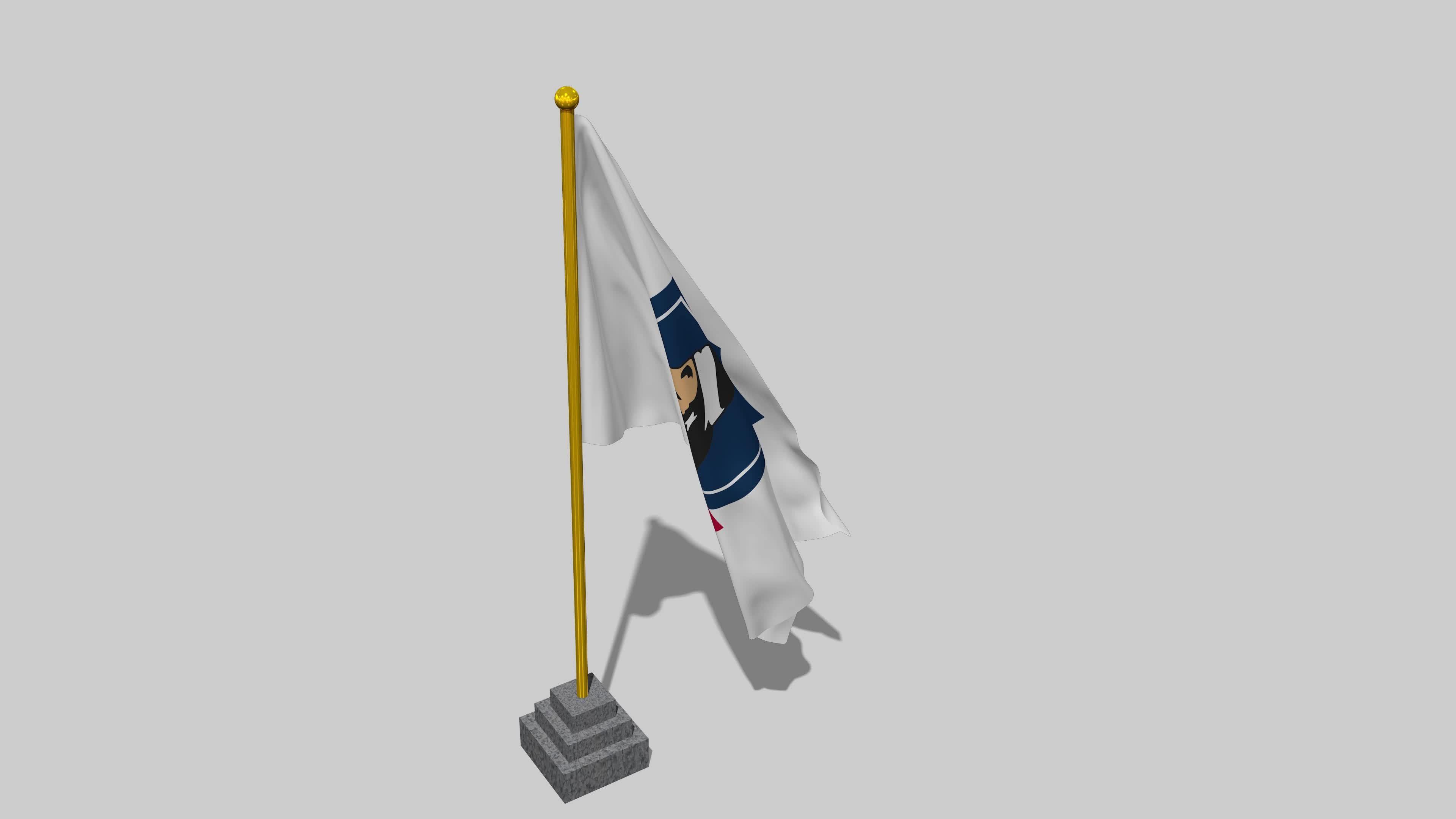 Club Social Y Deportivo Colo Colo Flag Start Flying In The Wind With Pole Base 3d Rendering
