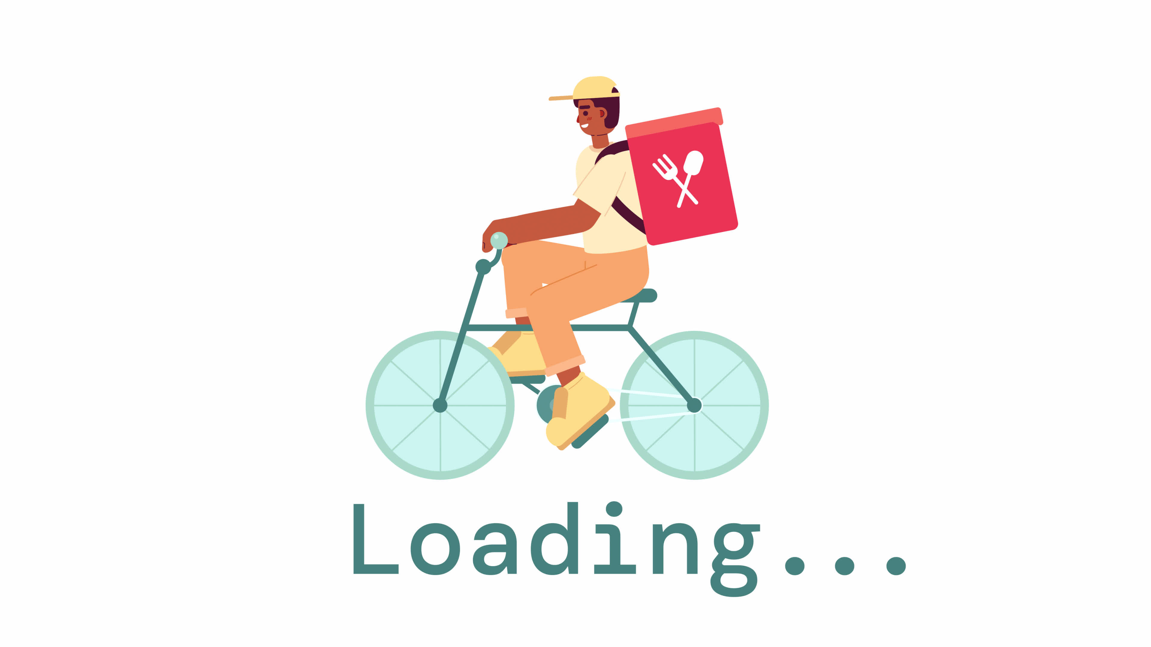 Bike courier loader animation. Fast food delivery on electric bicycle ...