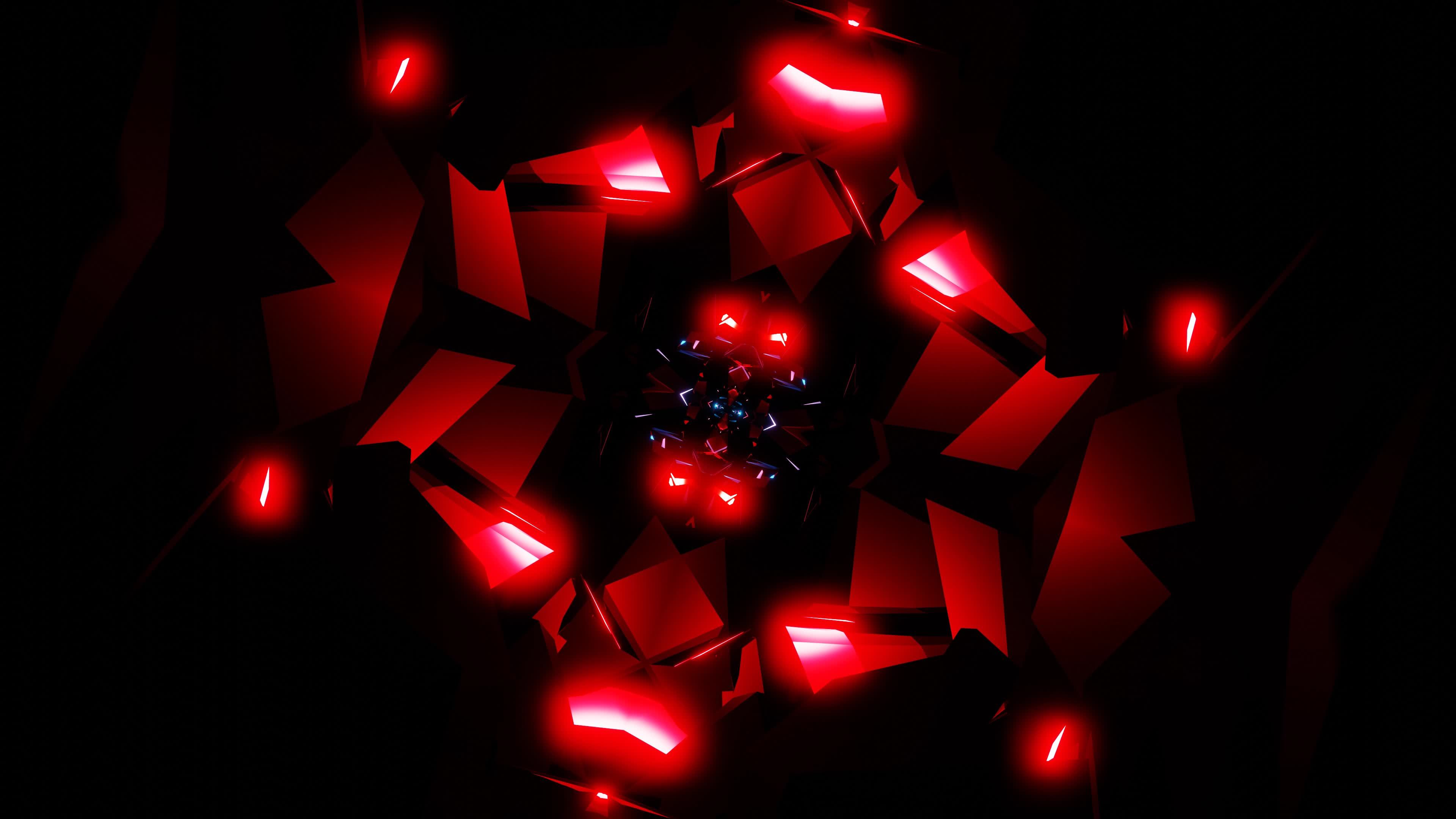Abstract Red Rotating Fractal Tunnel Vj Loop Background High Quality