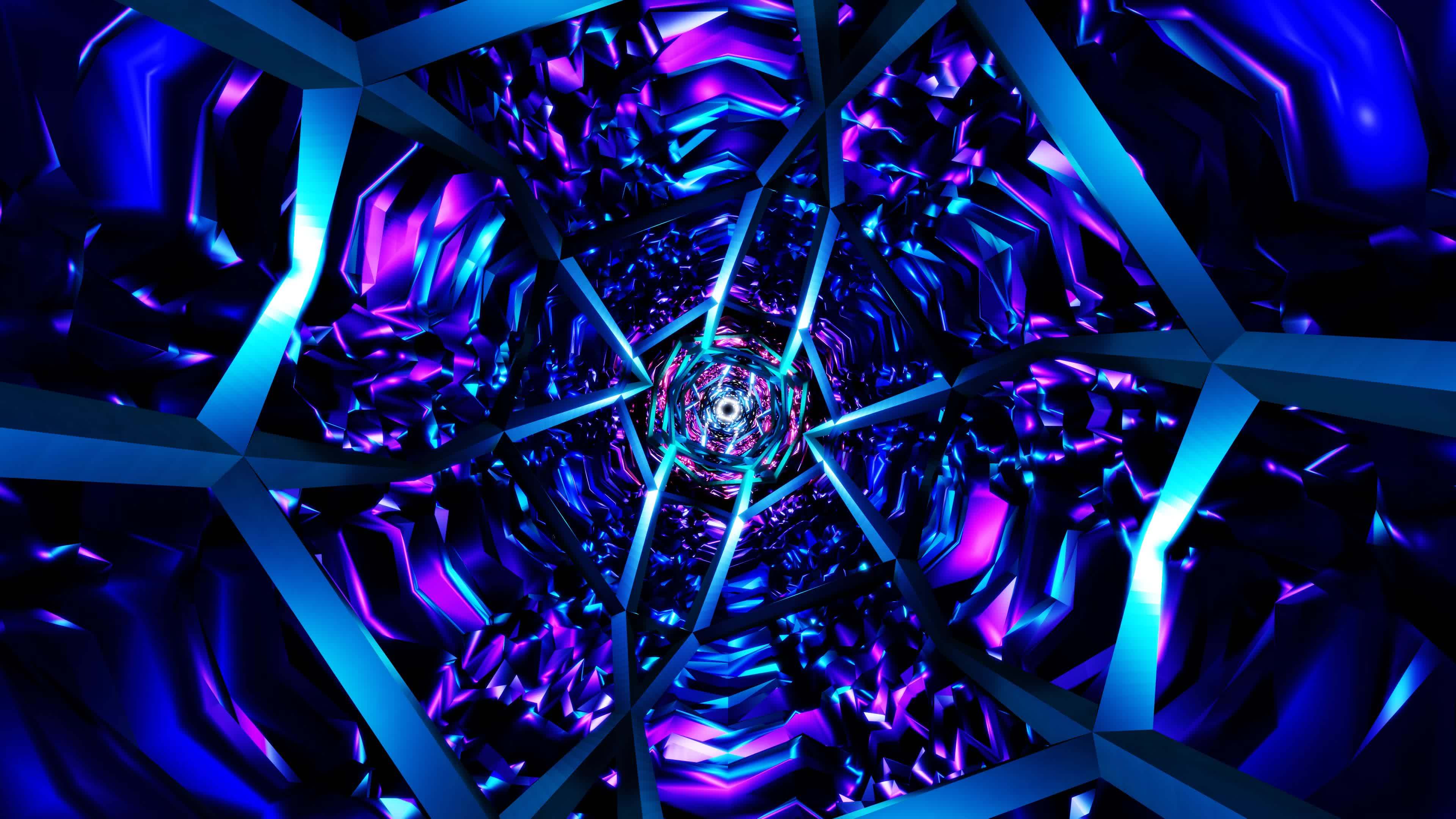 Abstract Blue Sci Fi Rotating Fractal Tunnel Vj Loop Background High