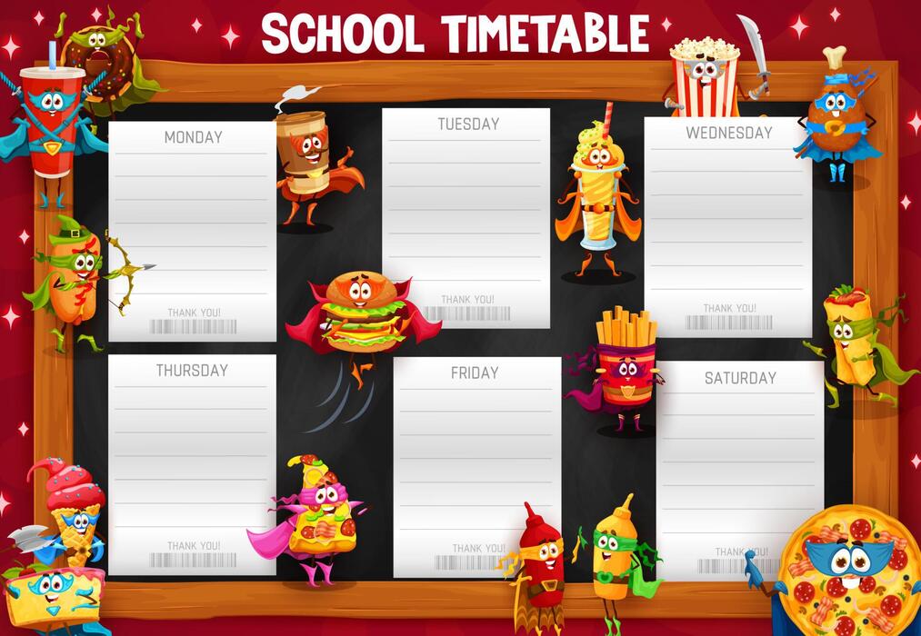 School Timetable Vector Art, Icons, and Graphics for Free Download