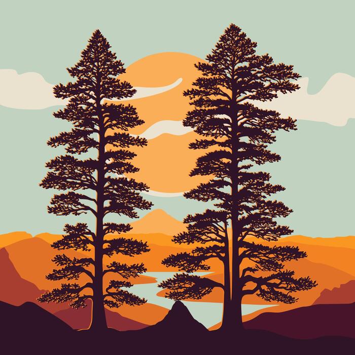 Pine Tree Mountain Vector Art, Icons, and Graphics for Free Download