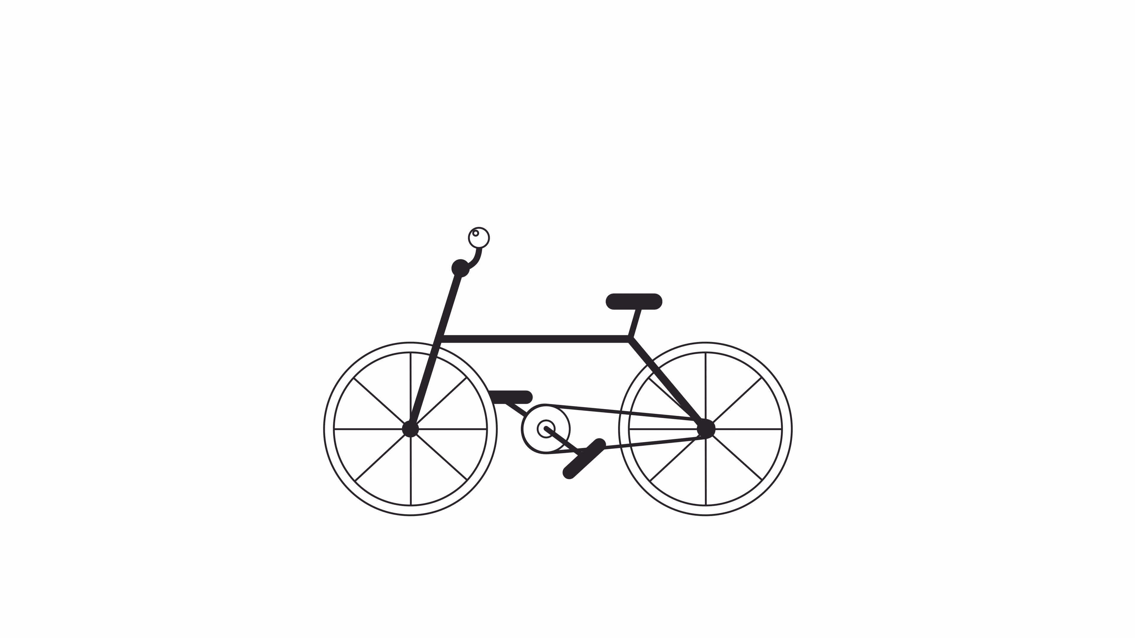 Animated bw riding bicycle. Black and white thin line icon 4K video footage for web design ...
