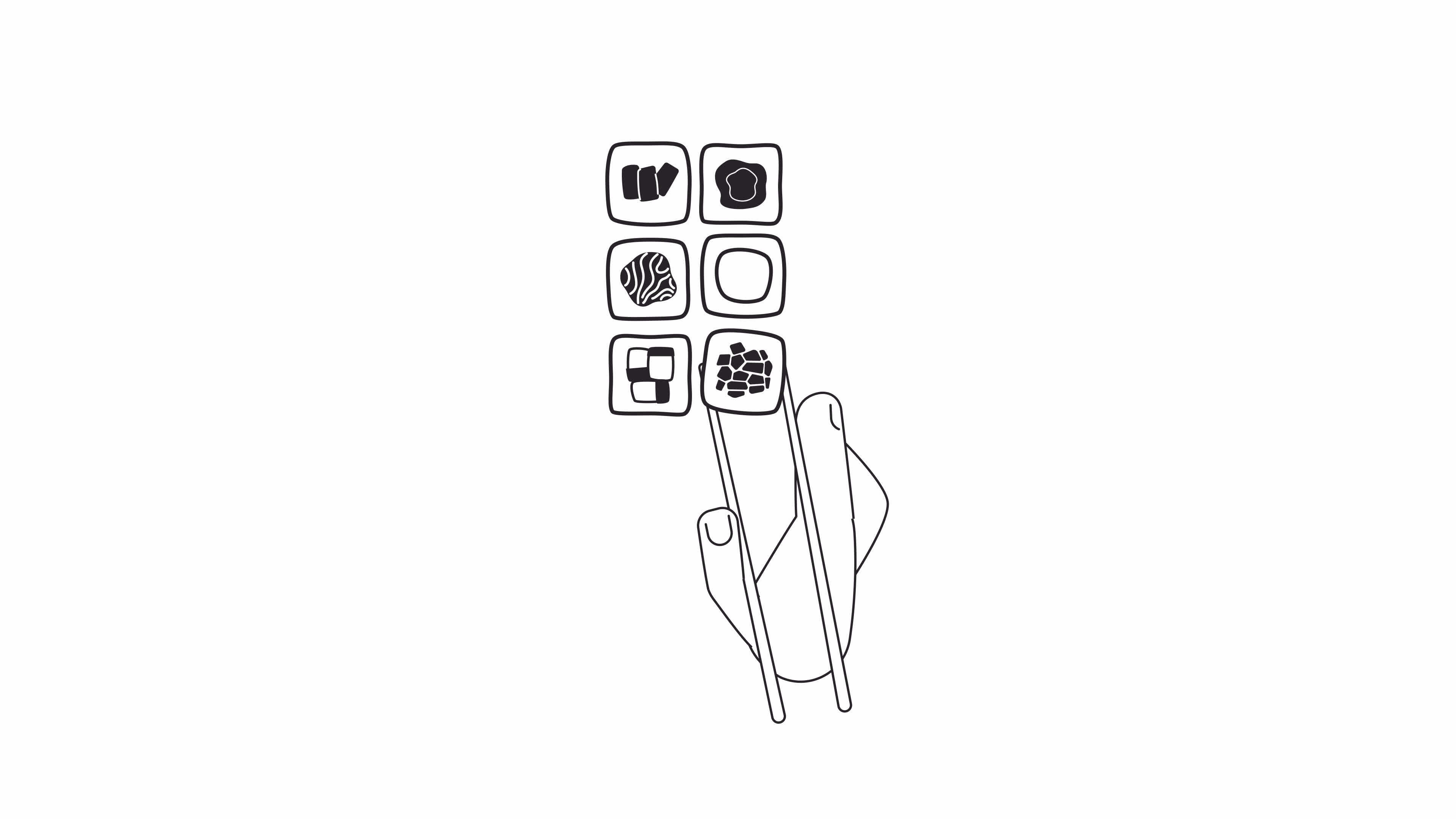 Eating Sushi Rolls Bw Animation Japanese Food Pick Up Maki Isolated 2d Flat Monochromatic Thin