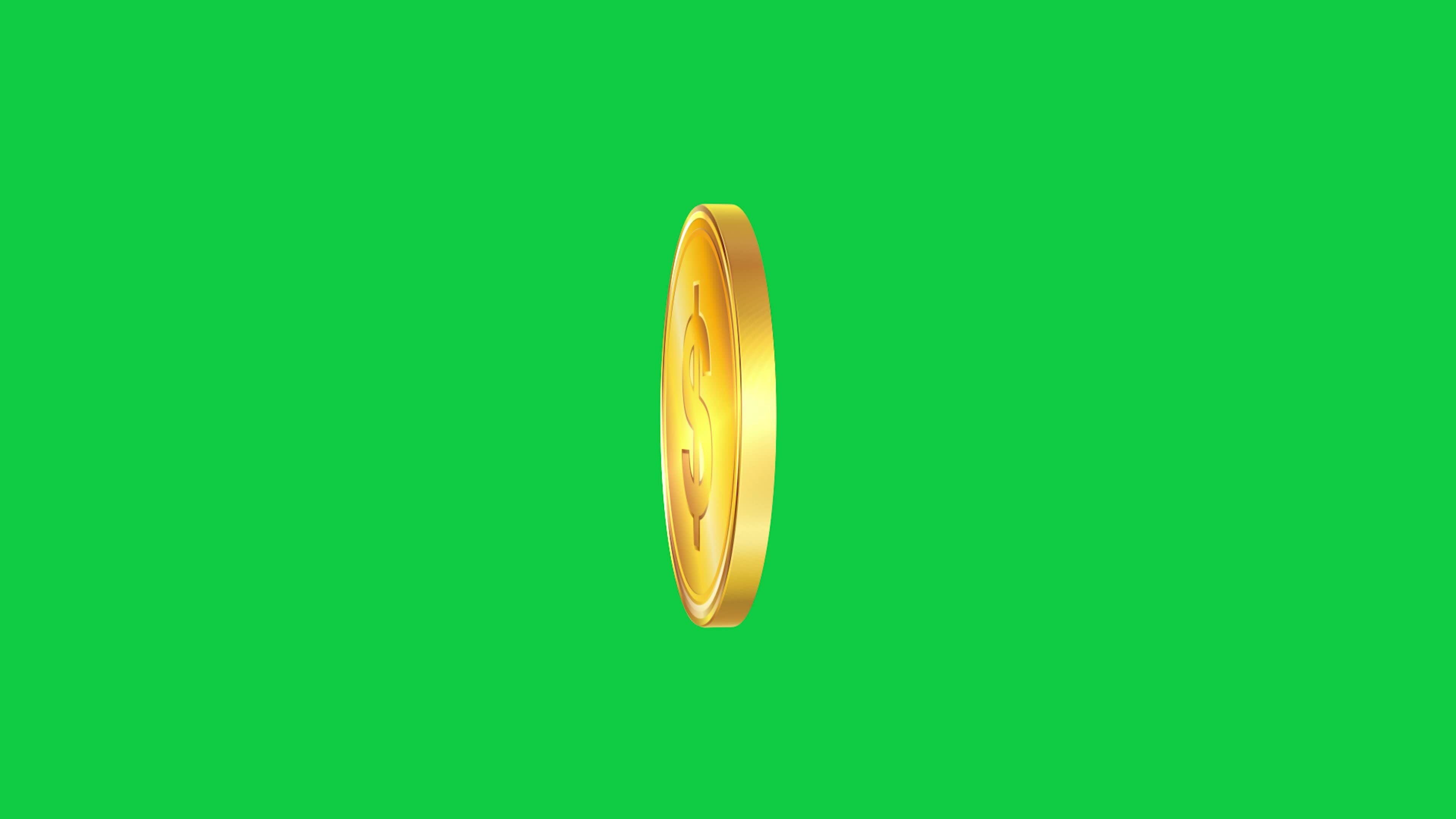Realistic 3D Dollar golden coin flip animation on green screen background 23346639 Stock Video ...