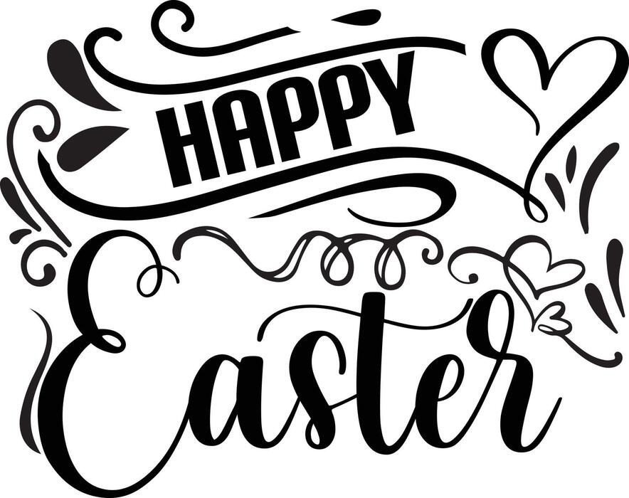 Happy Easter Black And White Vector Art, Icons, and Graphics for Free ...