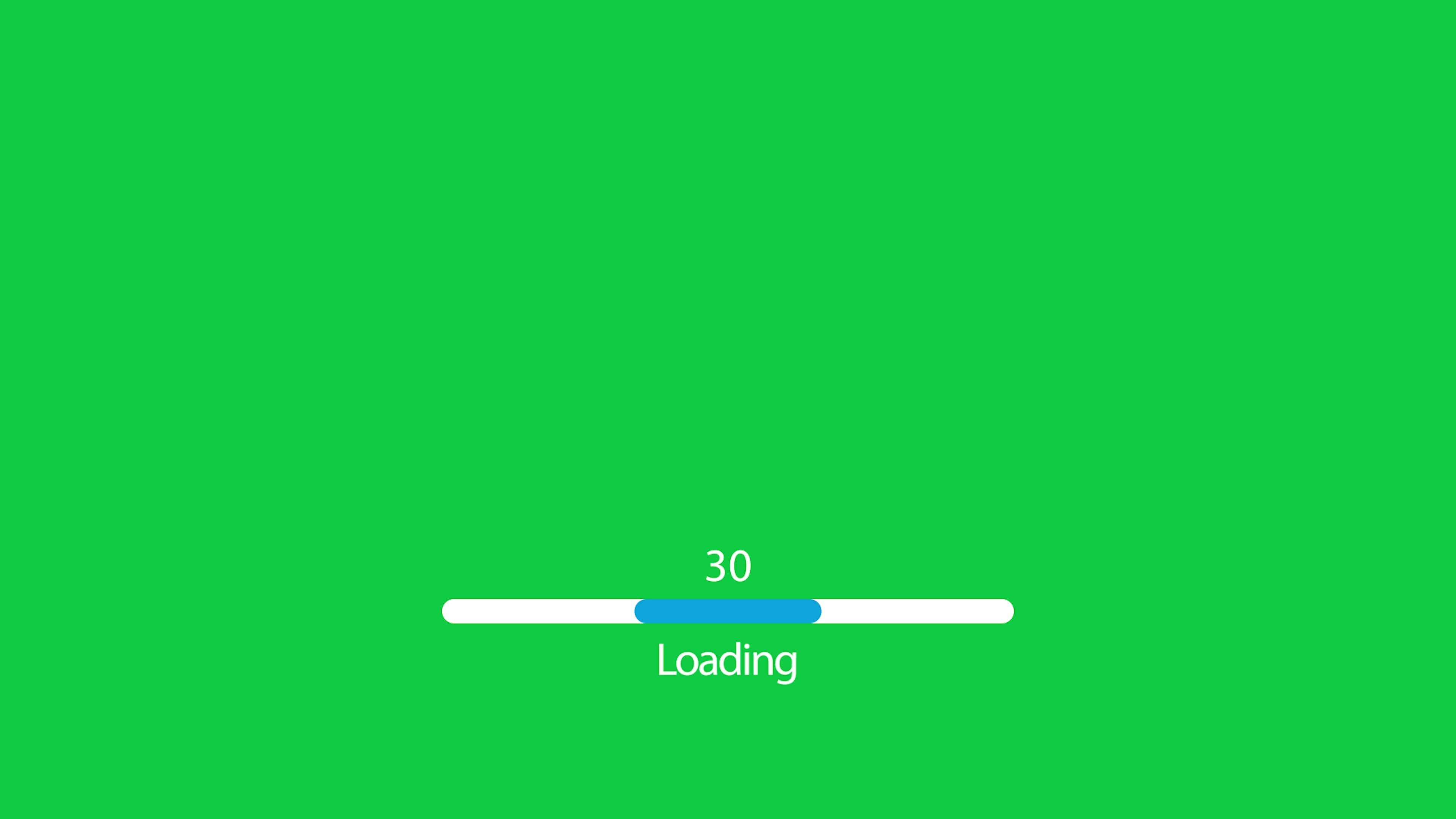 Loading bar animation on green screen background, blue downloading bar loading 0 to 100 percent ...