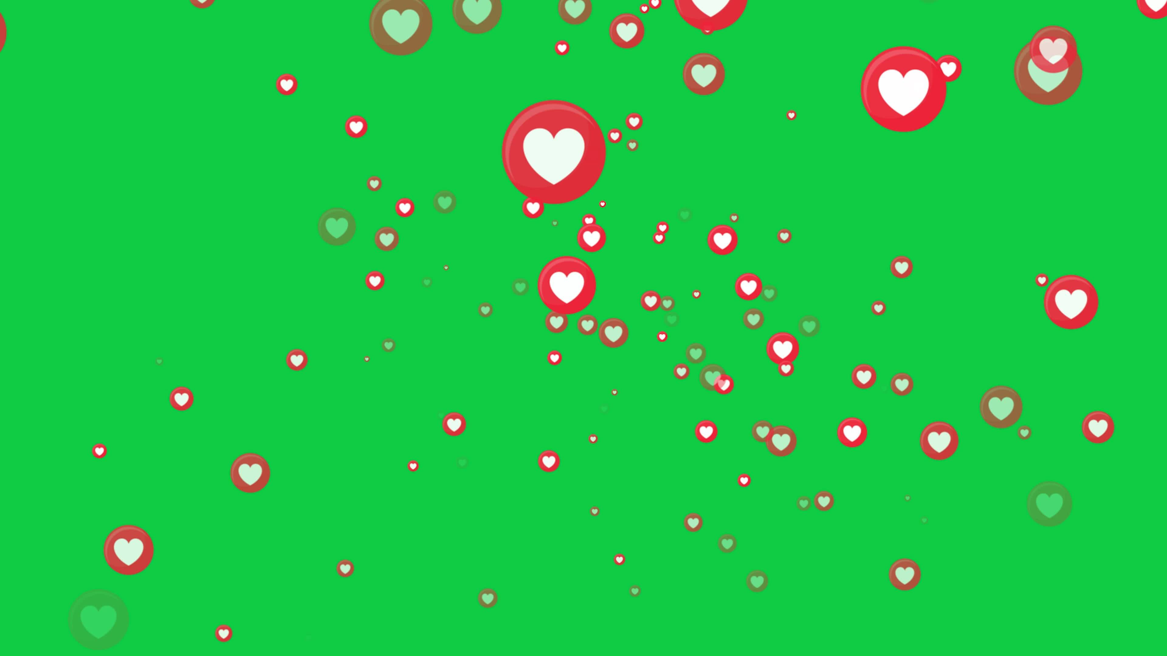 Lot Of Love React Icons Flying Animation On Green Screen Background