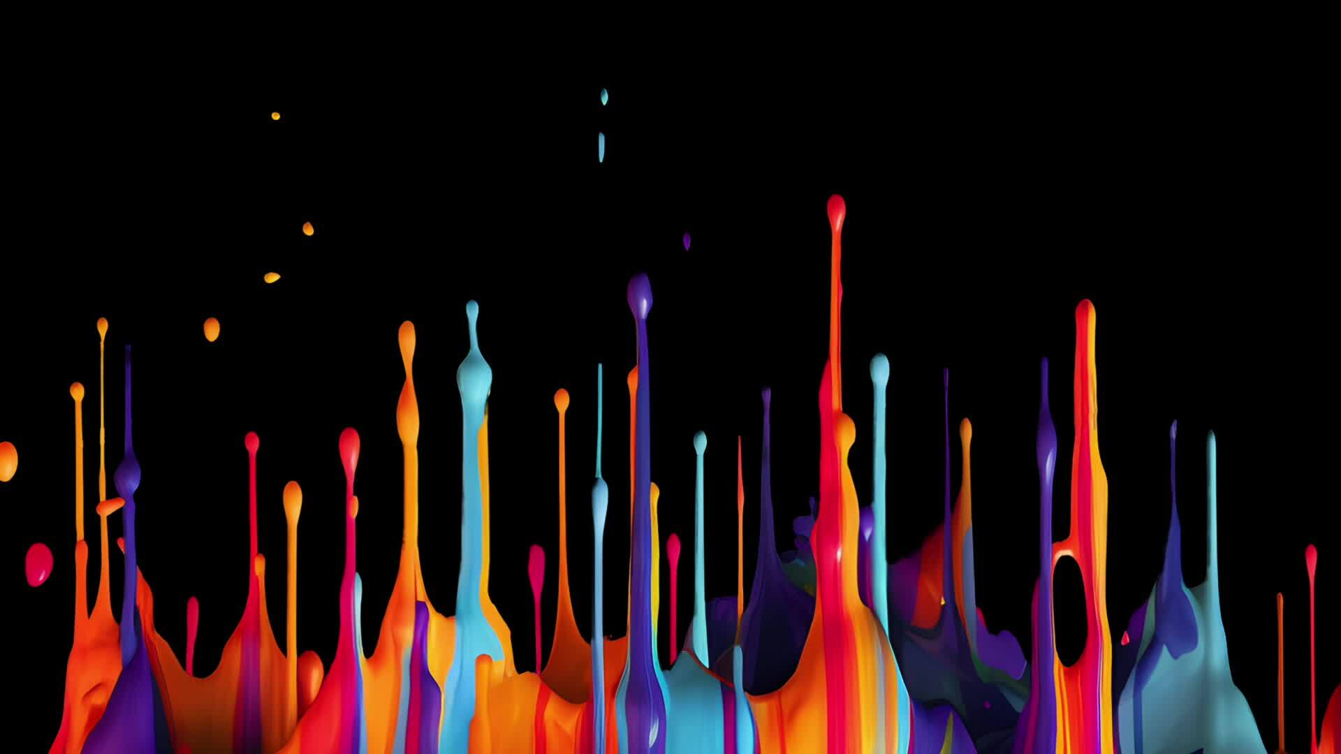 A colorful array of rising paint drips in a mixture of colors creating a modern texture ...