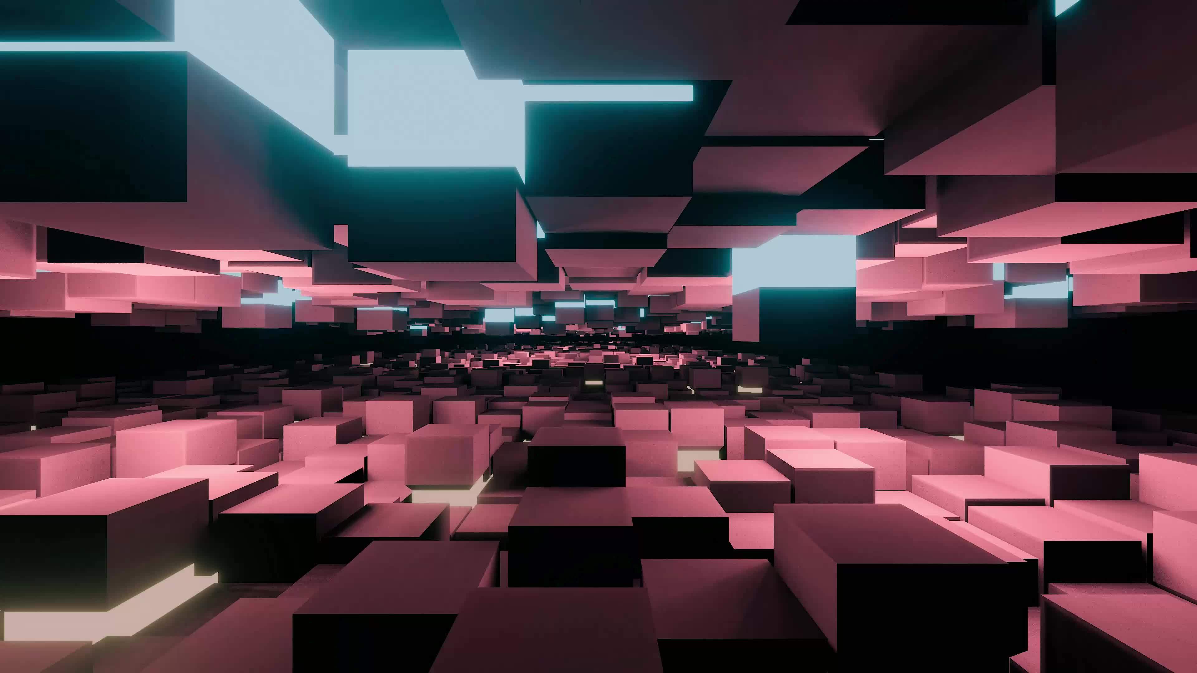 Vj Loop Abstract Seamless Cube Animation In Endless Space With Neon Lights 23547496 Stock Video