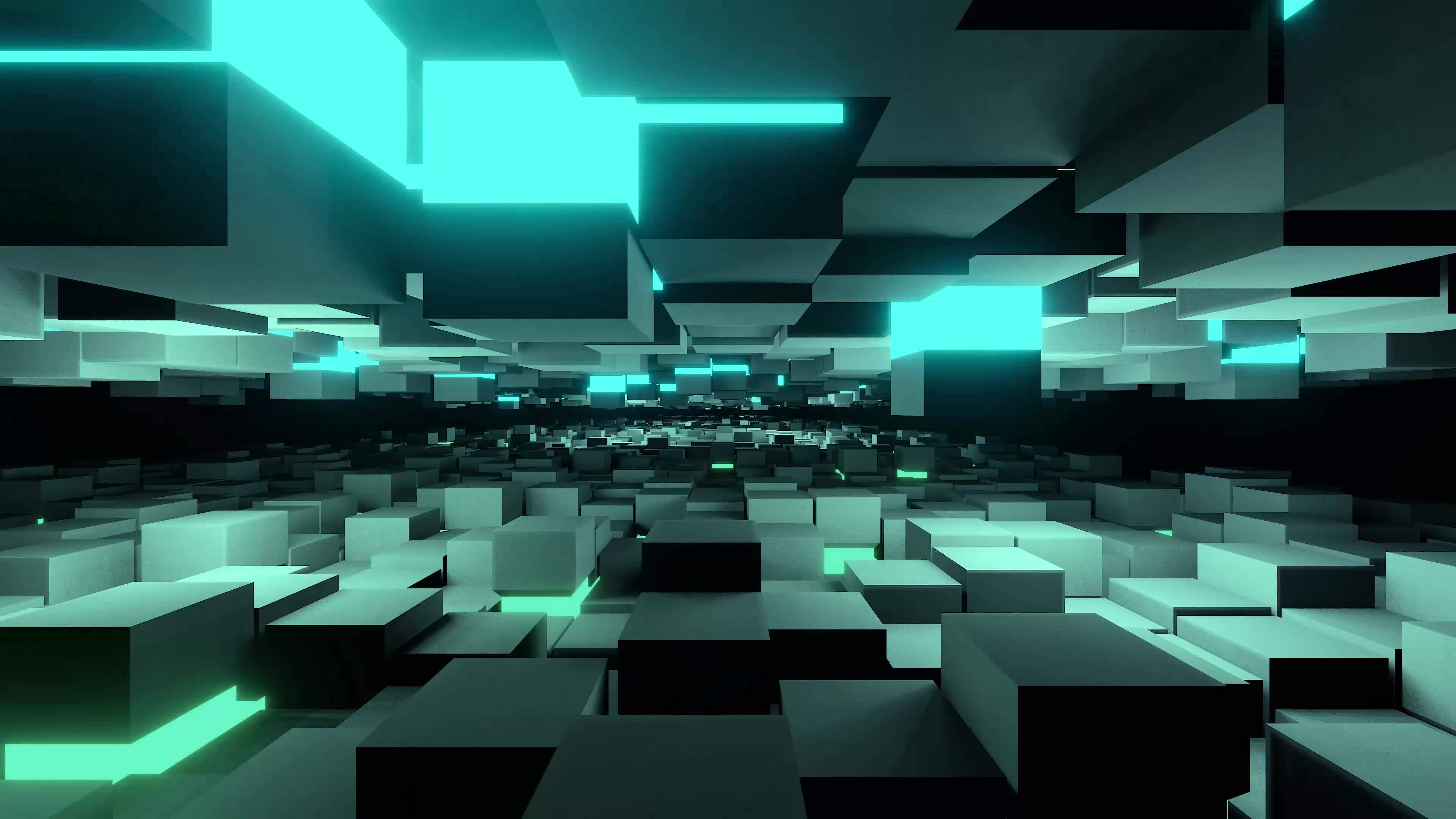 Vj Loop Abstract Seamless Cube Animation In Endless Space With Neon