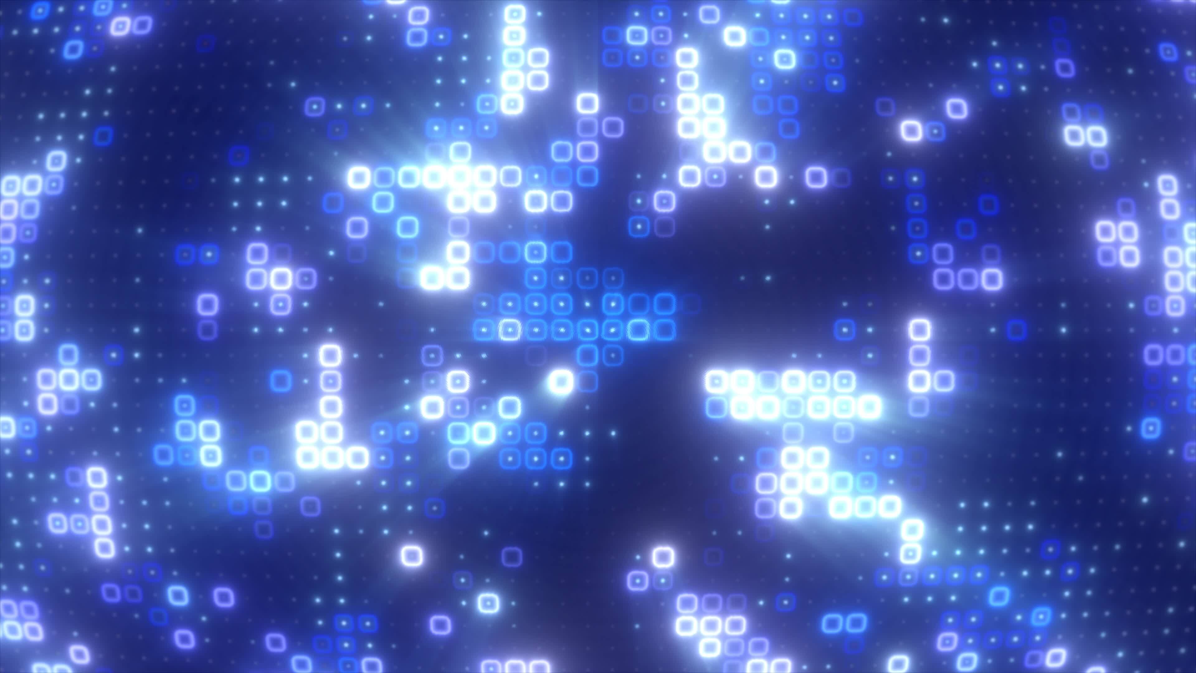 Abstract looping blue energy squares glowing digital particles futuristic hi-tech background, 4k ...