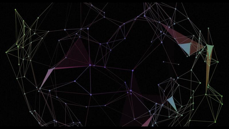 Plexus of abstract violet geometrical lines with moving triangles and dots. Loop animations ...