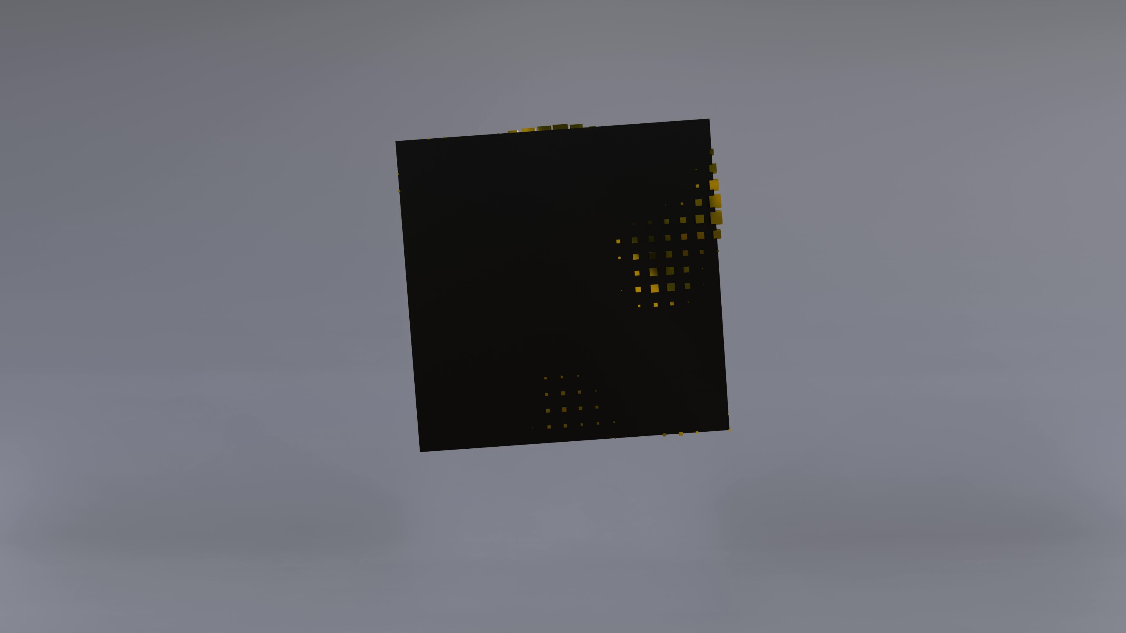 Abstract 3d Animation Of A Black Cube Rotating And Slow Move Up And