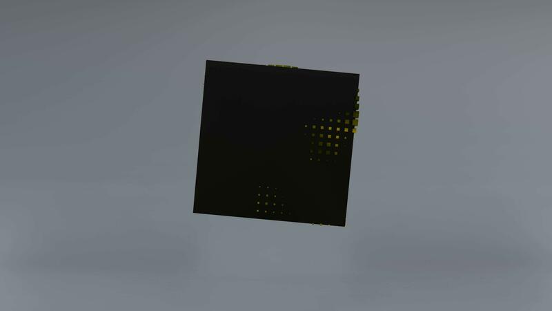 Abstract 3d Animation Of A Black Cube Rotating And Slow Move Up And