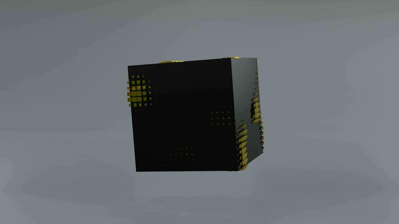 Abstract 3D animation of a black cube rotating in zero gravity ... Abstract 3D animation of a black cube rotating in zero gravity ...