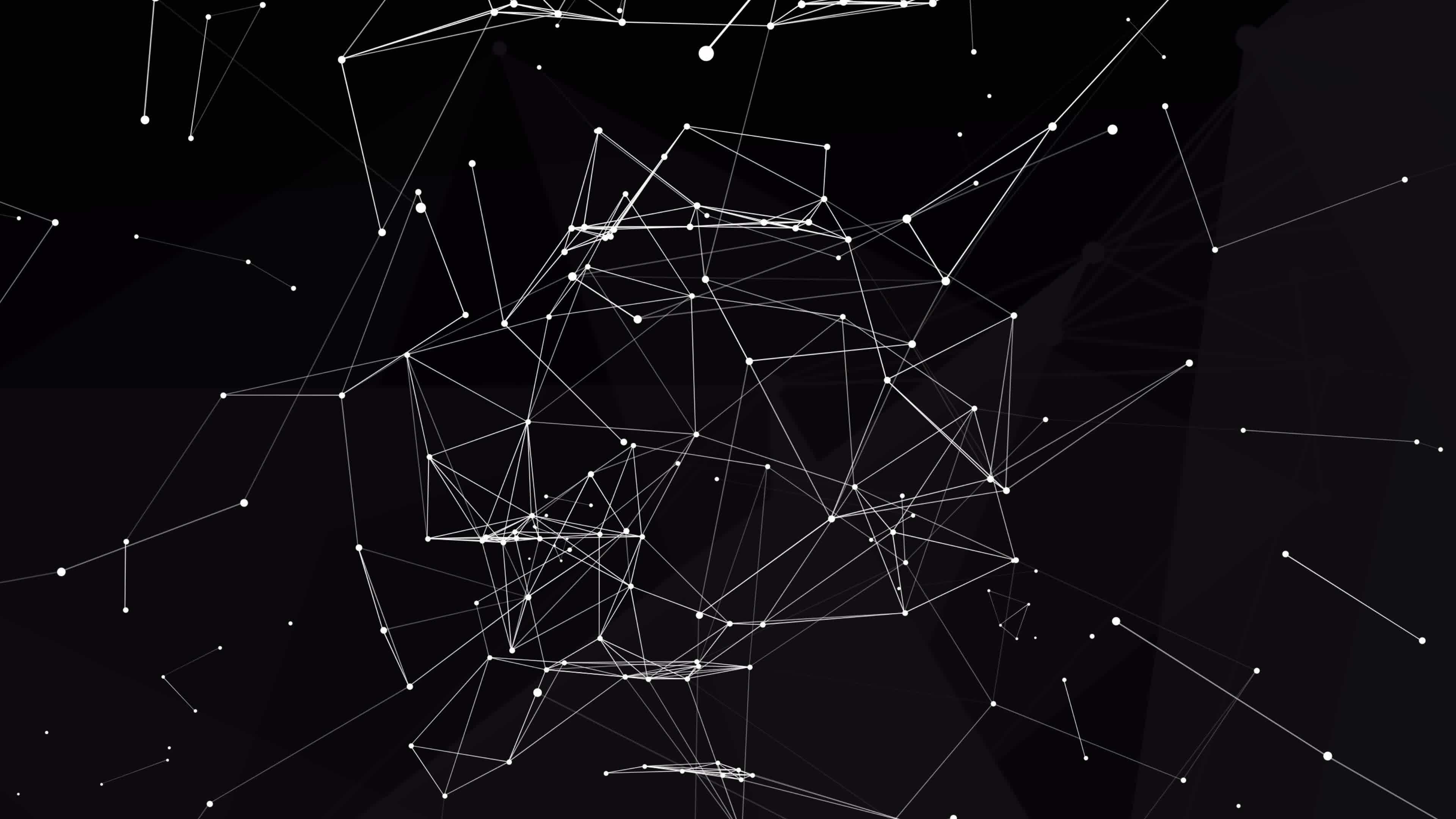 Plexus of abstract neon geometrical lines with moving triangles and ...