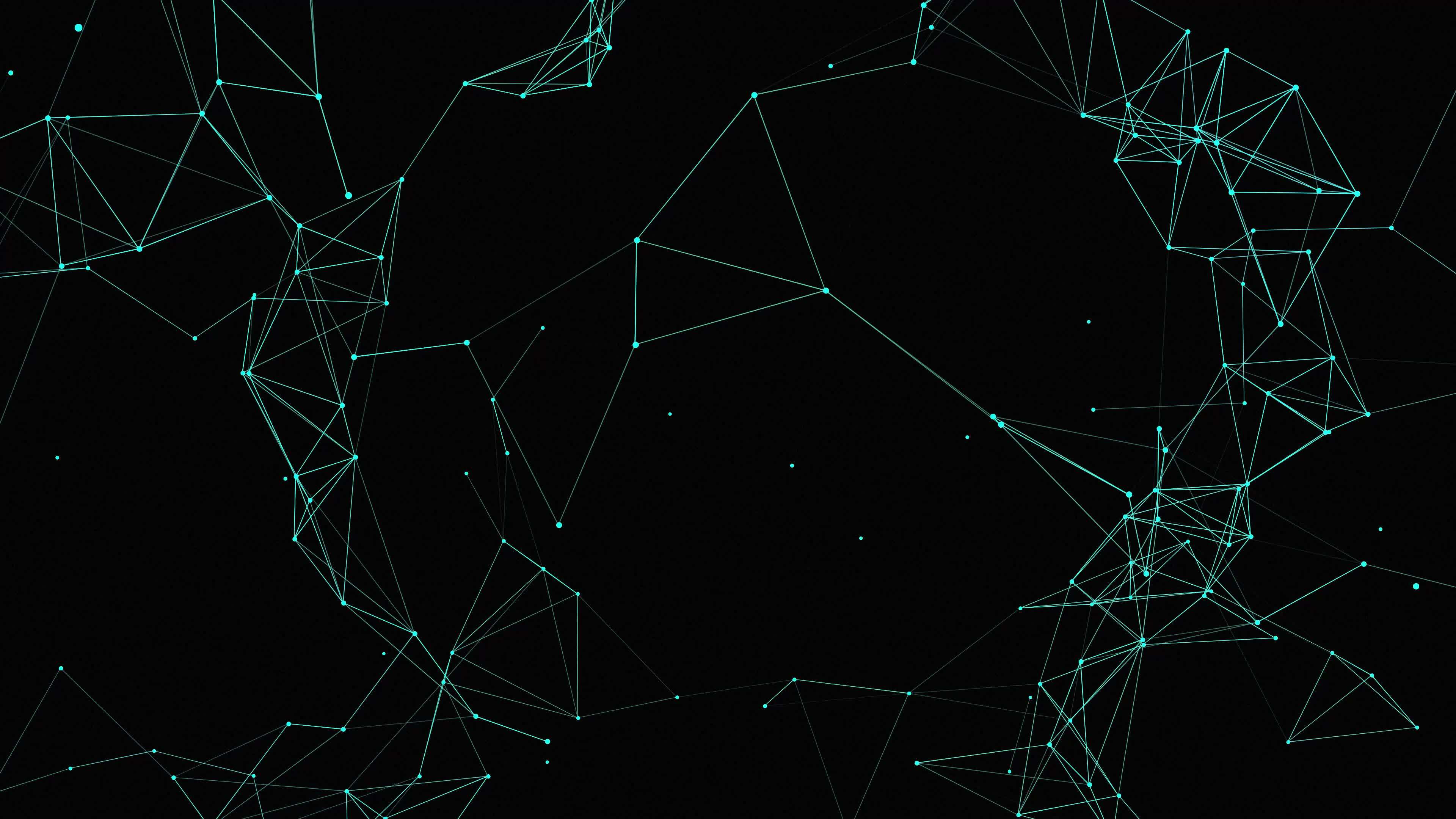 Plexus Of Abstract Neon Geometrical Lines With Moving Triangles And Dots Loop Animations