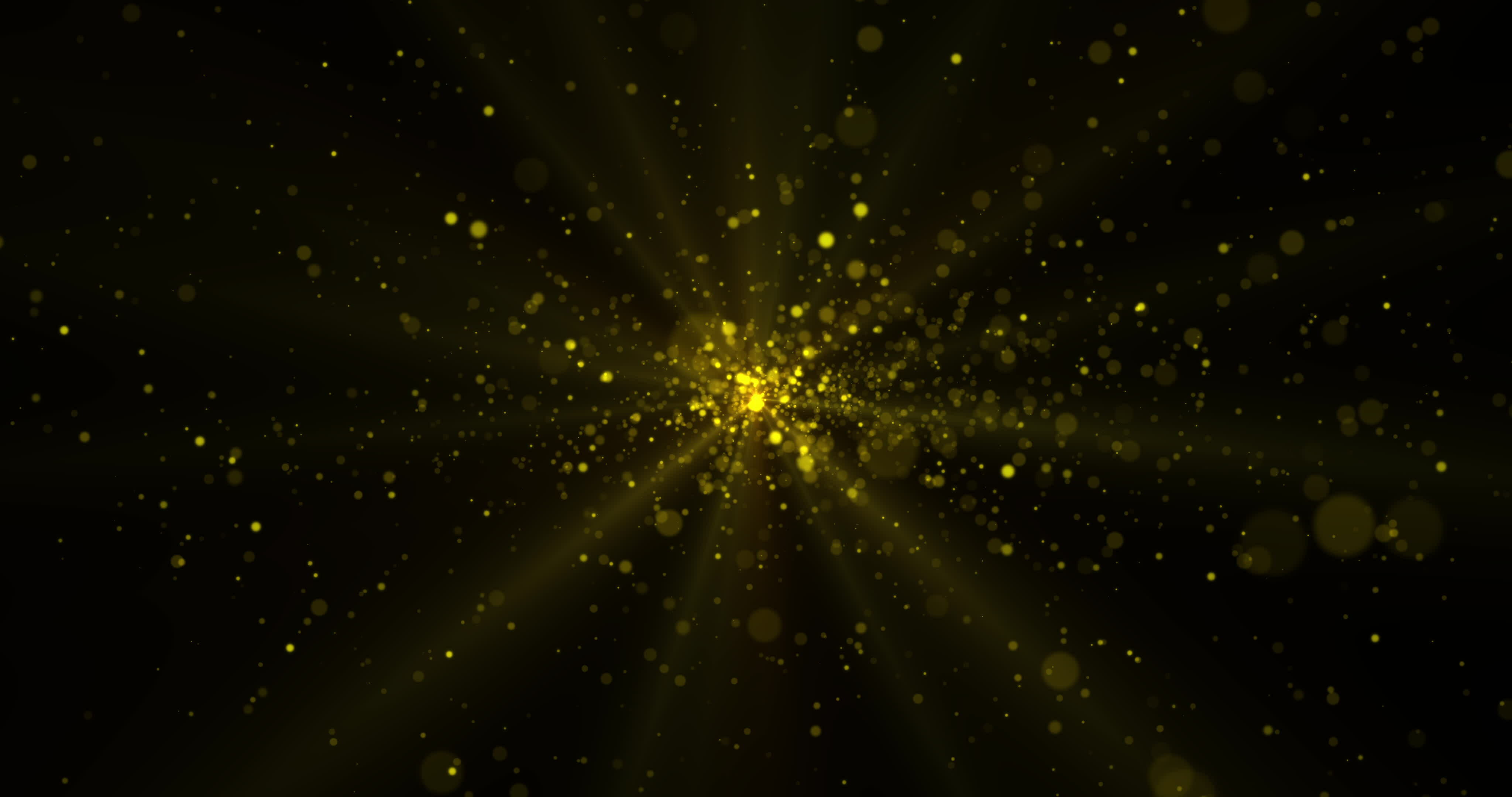 Golden luxury bokeh on particles floating in the air. Dust and glitter particles background ...