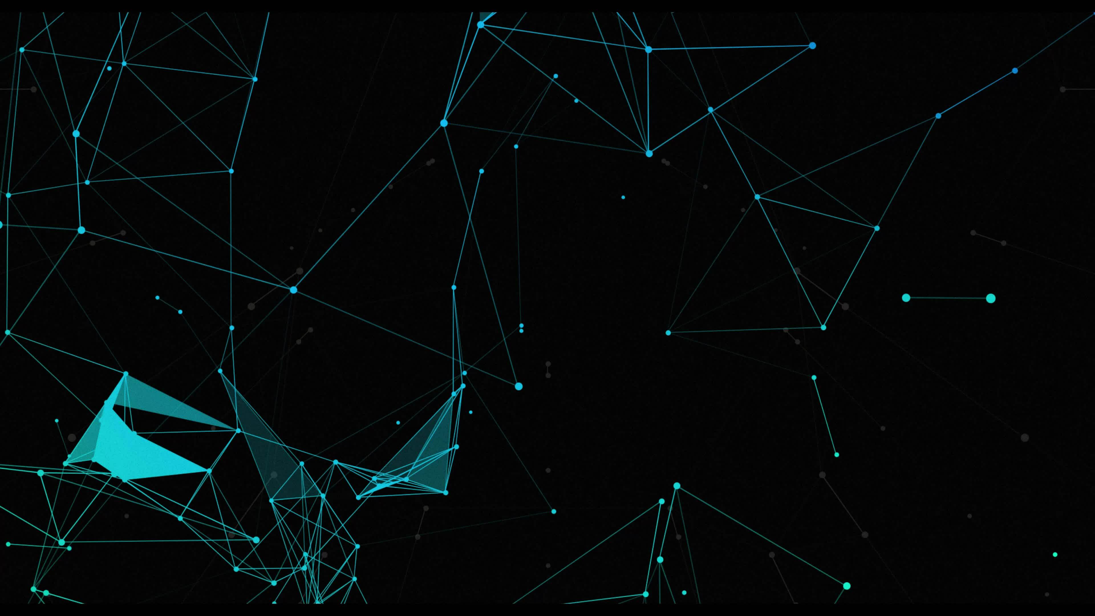 Plexus Of Abstract Neon Geometrical Lines With Moving Triangles And Dots Loop Animations