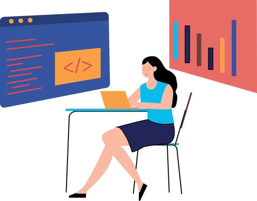 Girl Coding Vector Art, Icons, and Graphics for Free Download