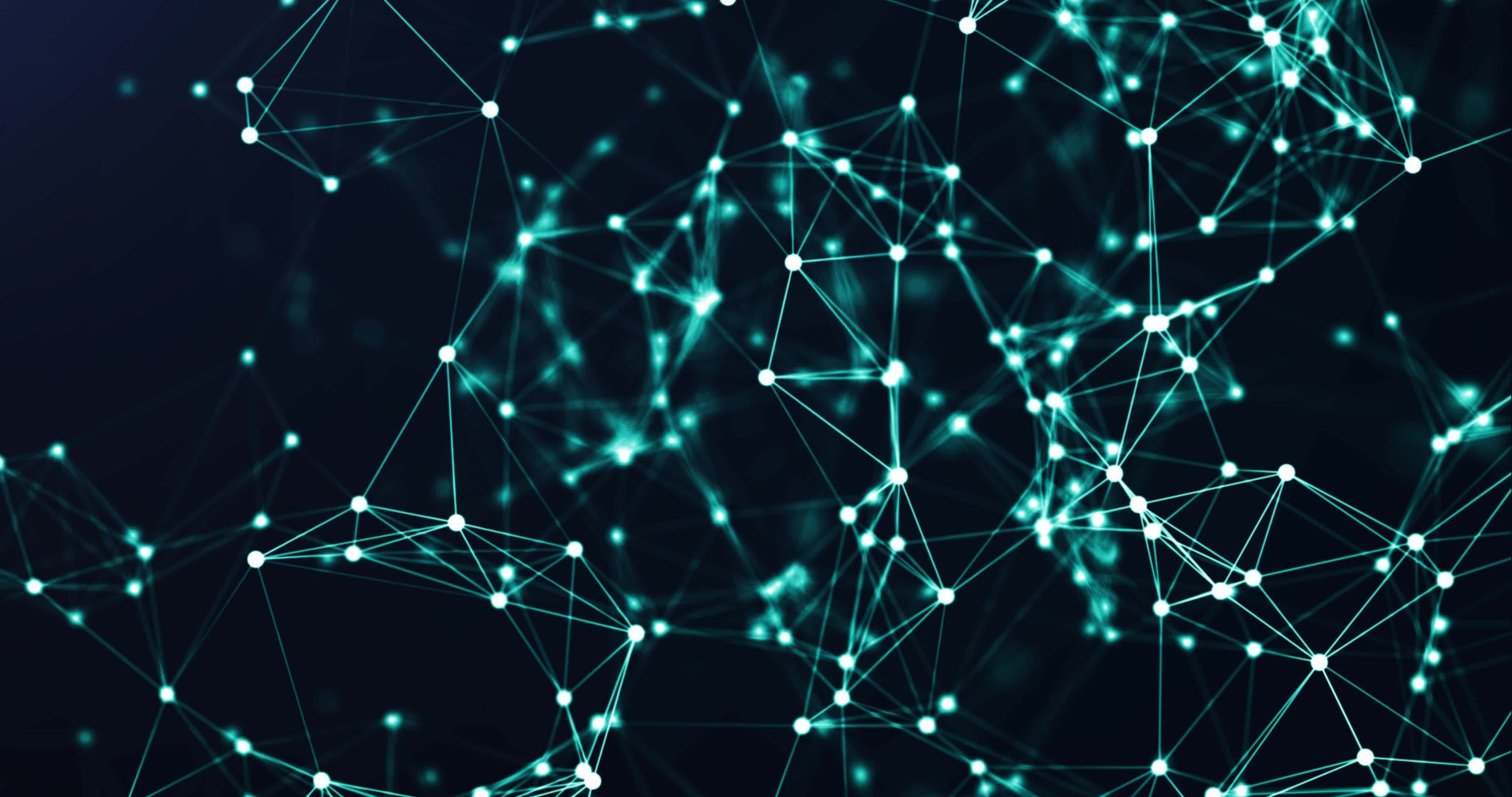 Abstract Plexus Of Moving Glowing Dots And Lines Network Or Digital Connection Abstract