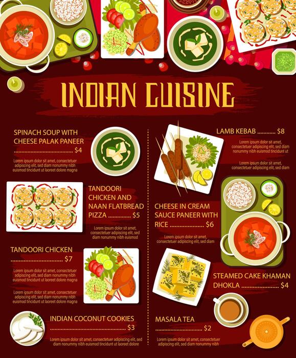 Indian Food Menu Vector Art, Icons, and Graphics for Free Download