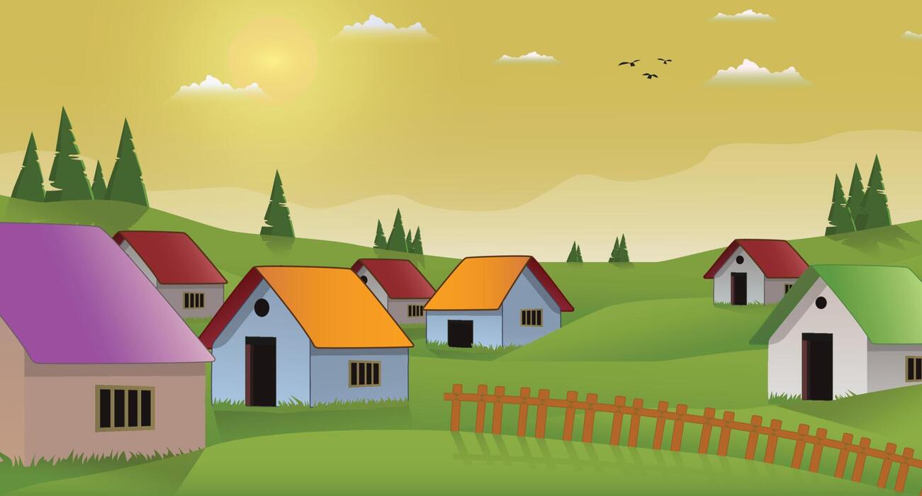 2d Village Background Vector Art, Icons, and Graphics for Free Download