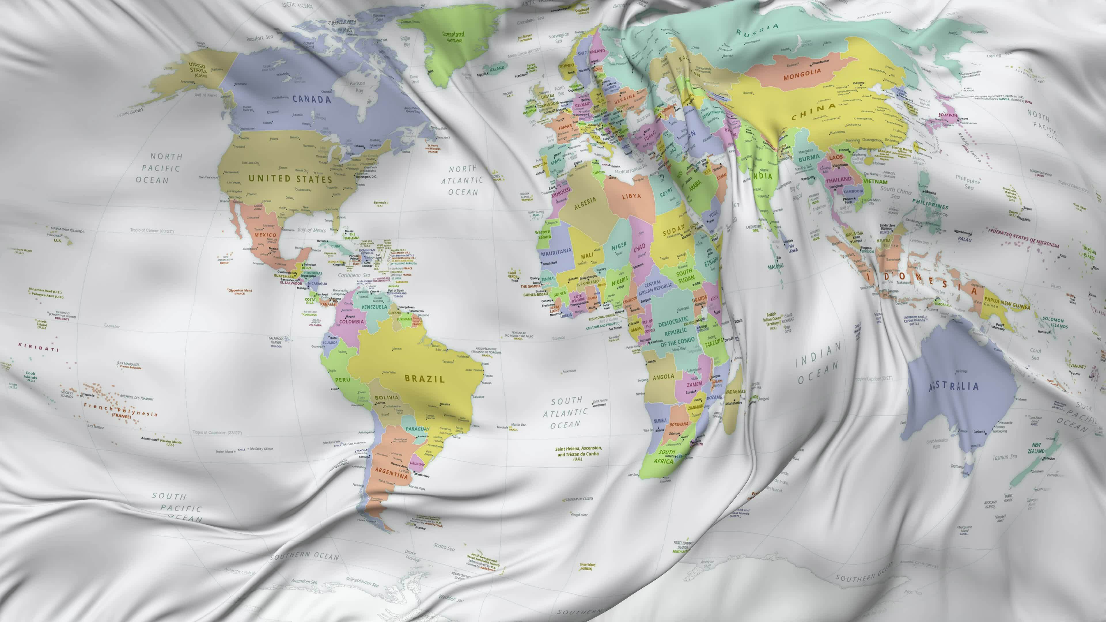 World Map with All Countries Name Flag Seamless Looping Background ...