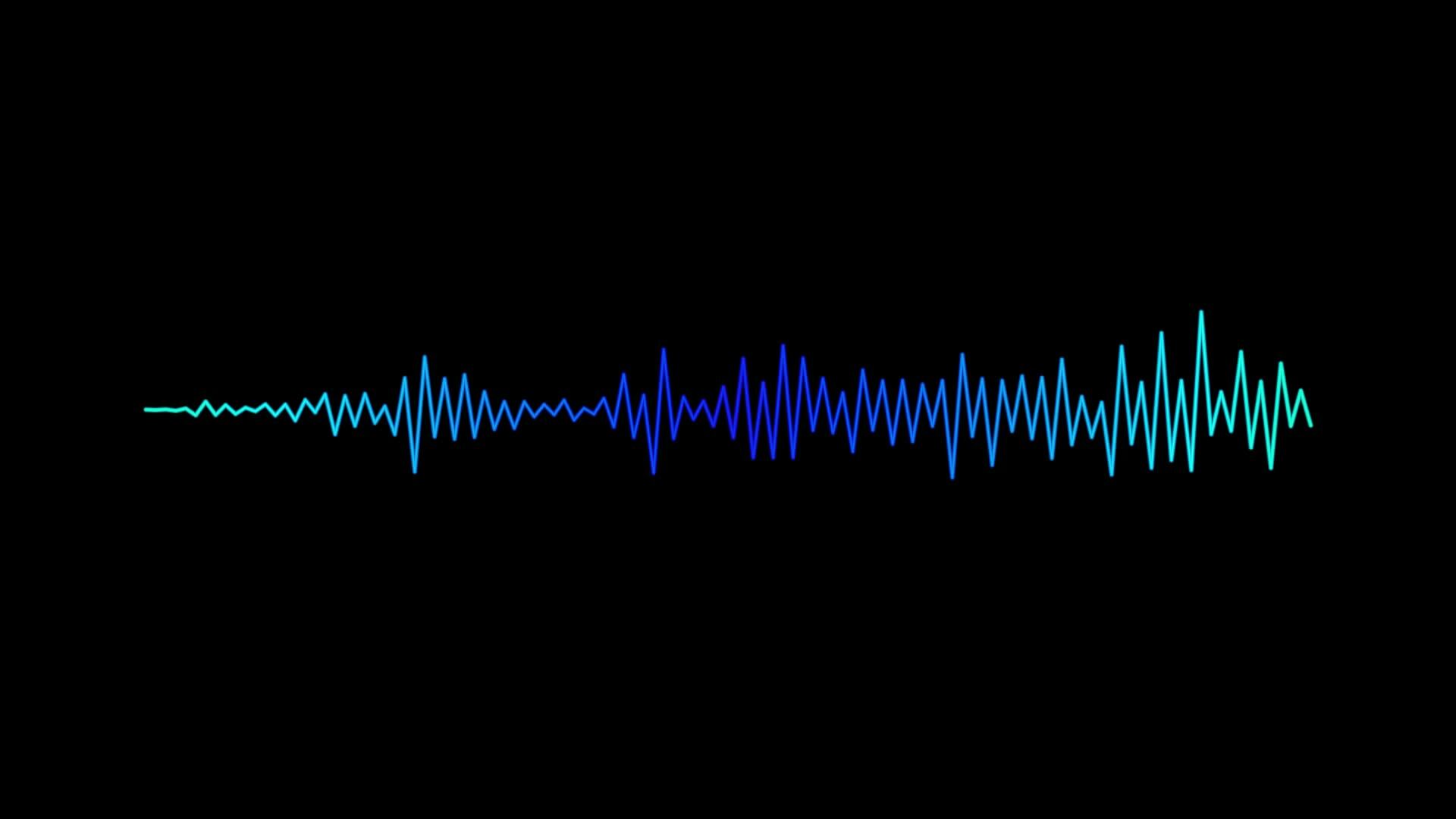 Sound wave pattern of abstract blue light particles on black background ...