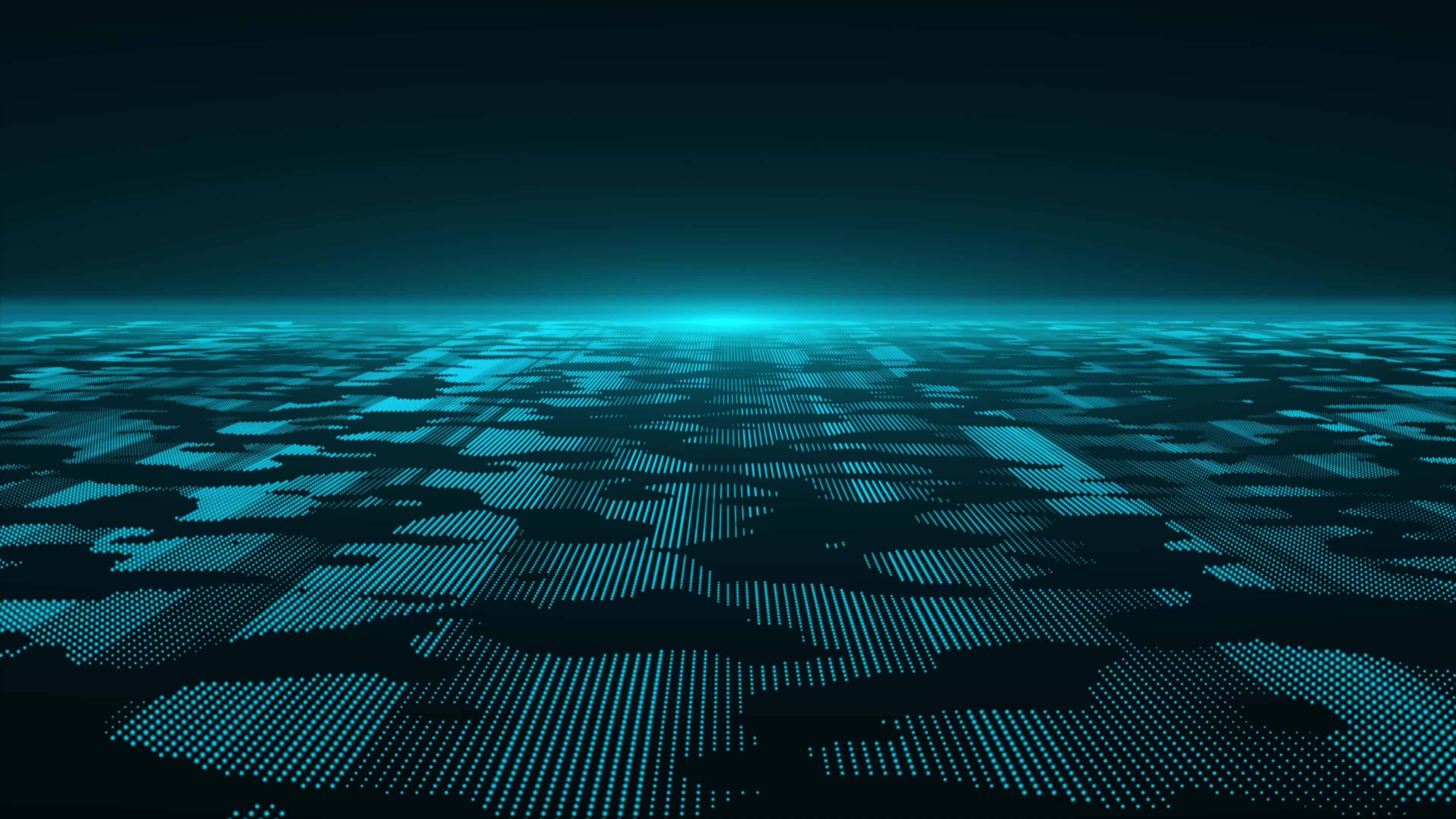 Animated 3d blue spectacular cyber or technology background, looped ...