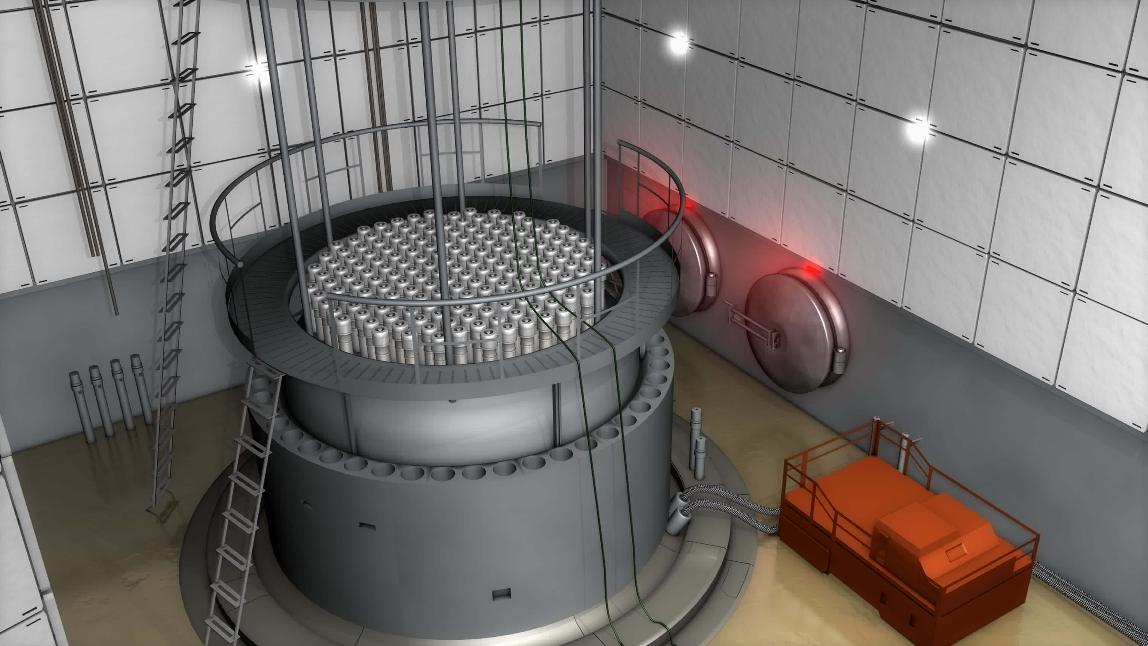 Nuclear reactor interior view, modern high end safety measures. 23949899 Stock Video at Vecteezy
