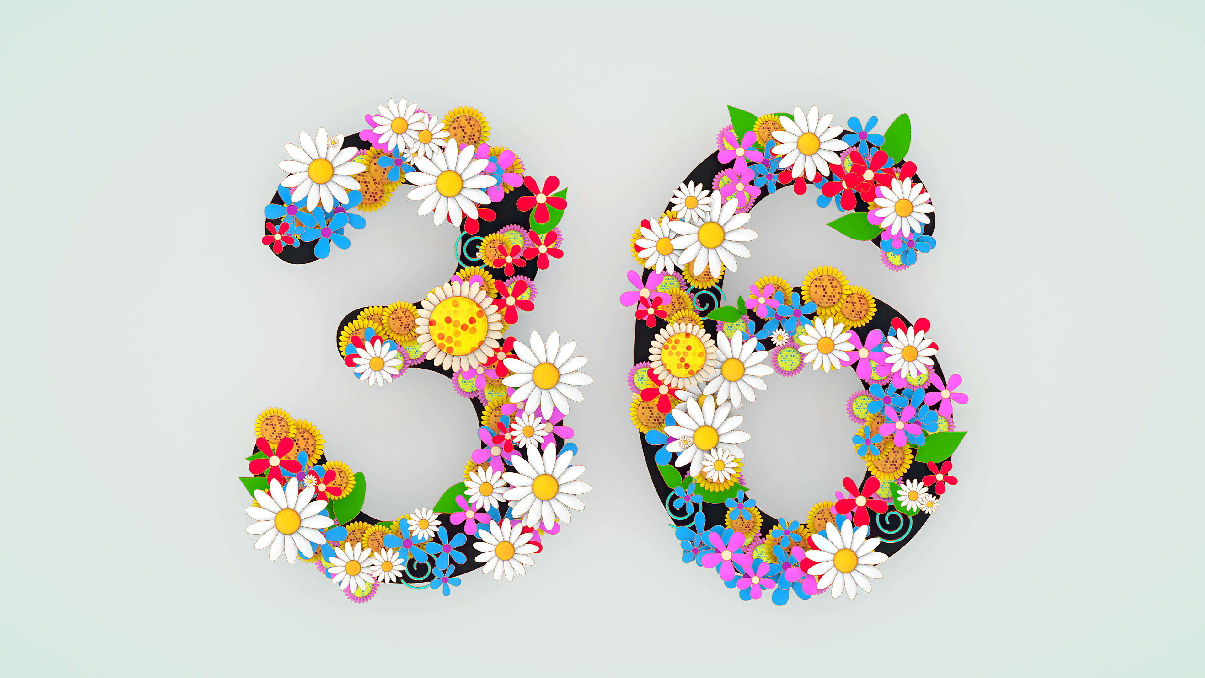 Numerical digit floral animation, 36. 23959678 Stock Video at Vecteezy