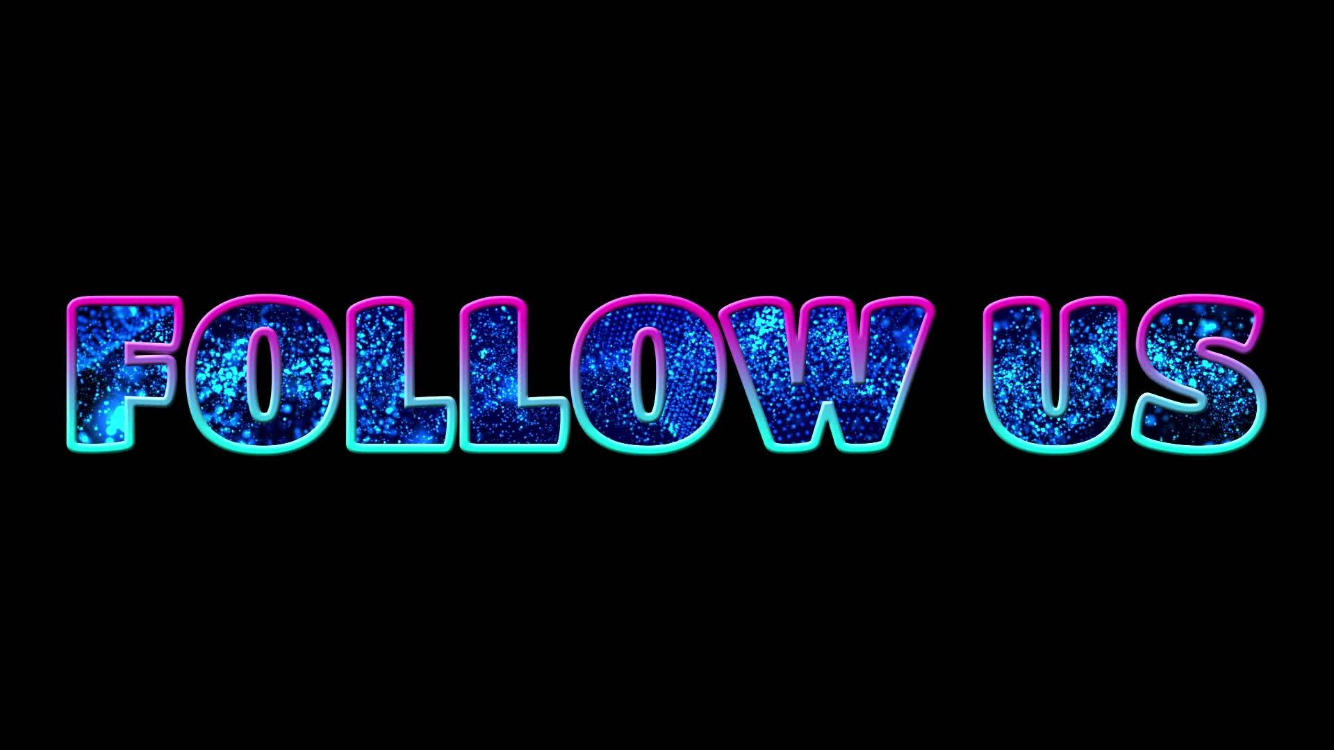 Text FOLLOW US 3D digital technology animated on black background ... Text FOLLOW US 3D digital technology animated on black background ...