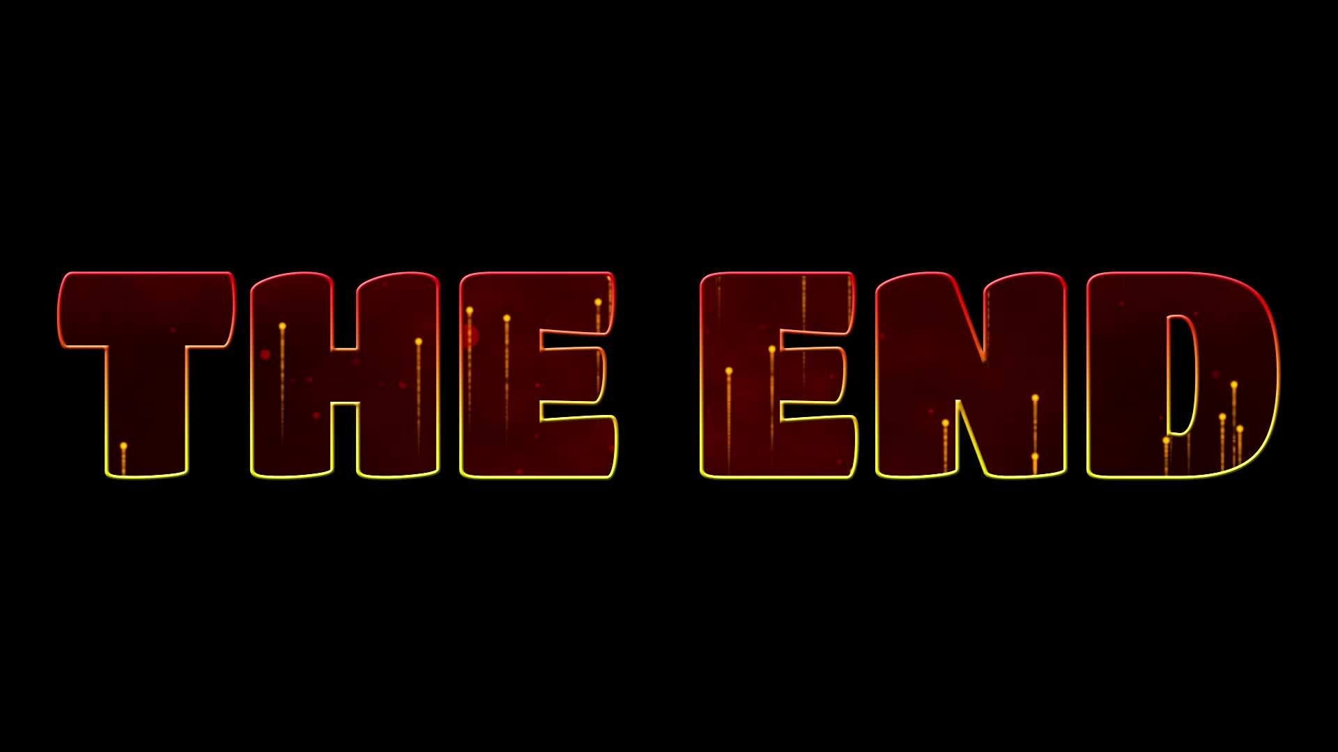 Text THE END 3d digital technology animated on black background ... Text THE END 3d digital technology animated on black background ...