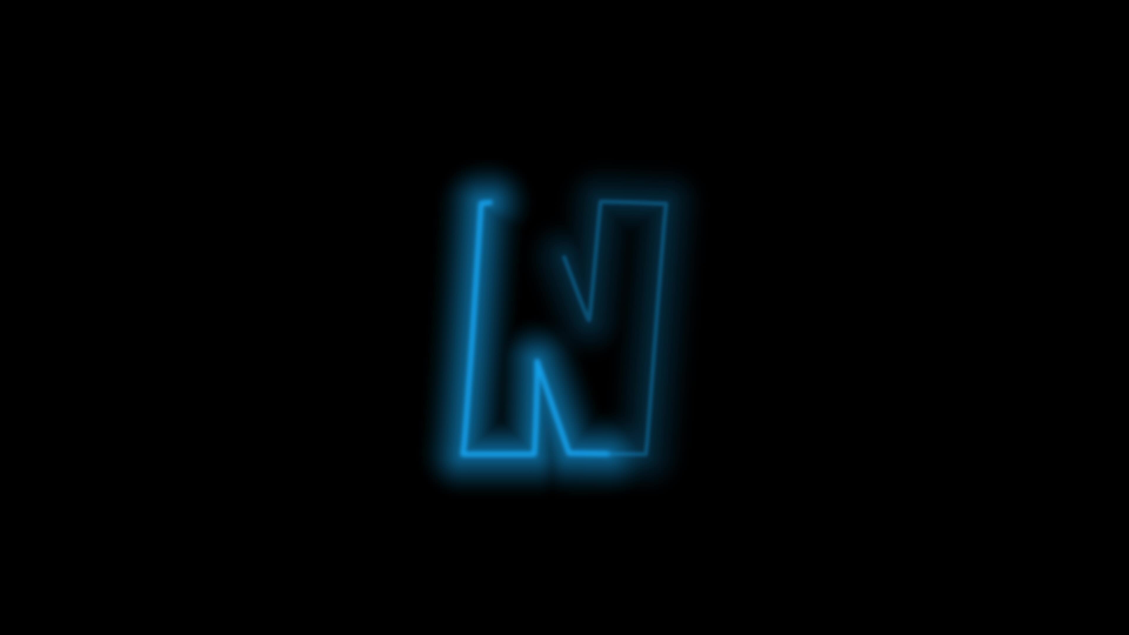 Alphabet letter N, neon blue with energy outline on black background ...