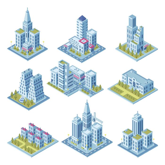 Isometric Architecture Vector Art, Icons, and Graphics for Free Download
