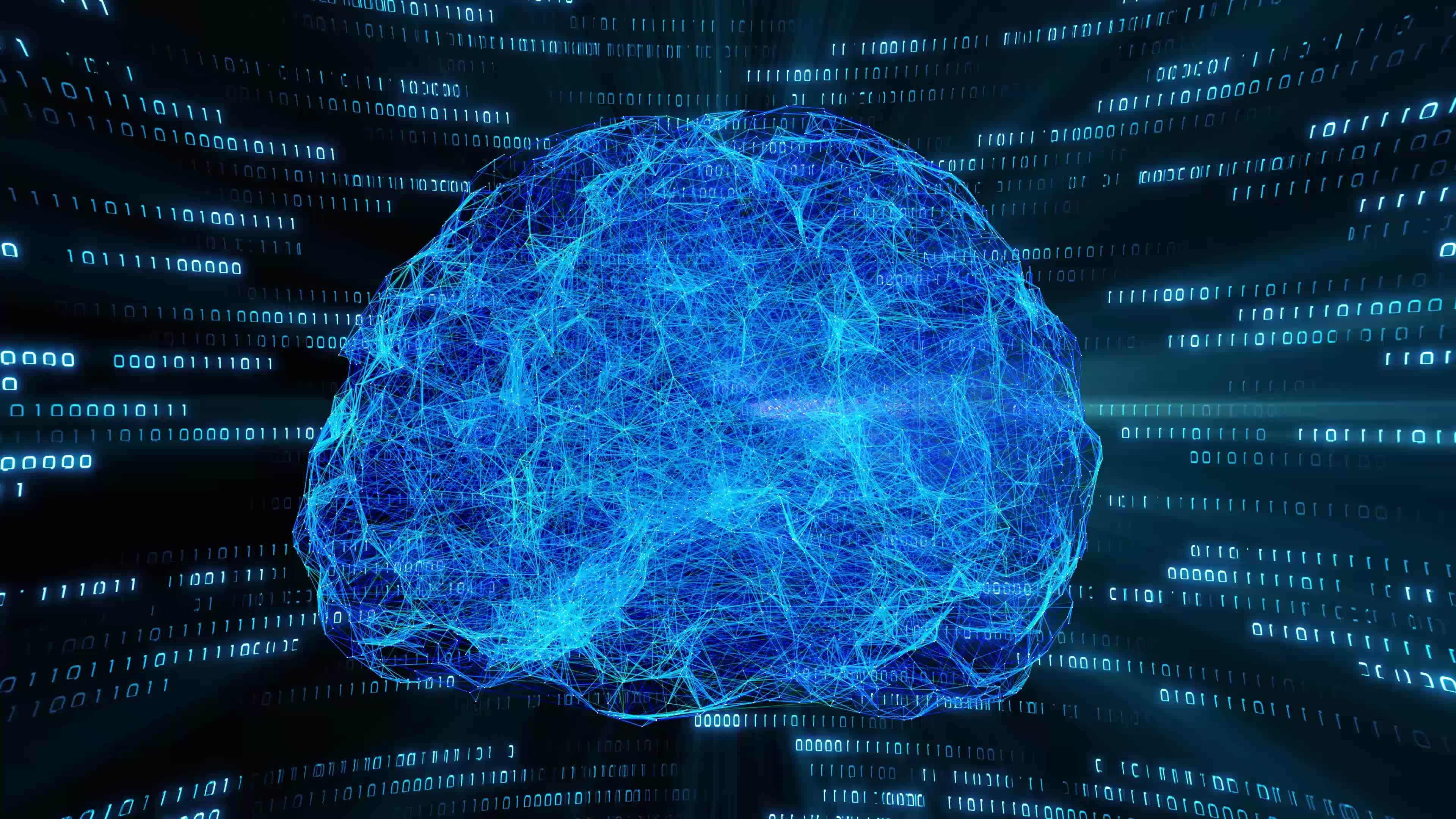 Cloud Computing Brain Ai Technology Data Transfer Bits Internet 5g Blue