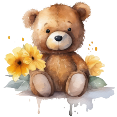 Watercolor Teddy Bear PNGs for Free Download