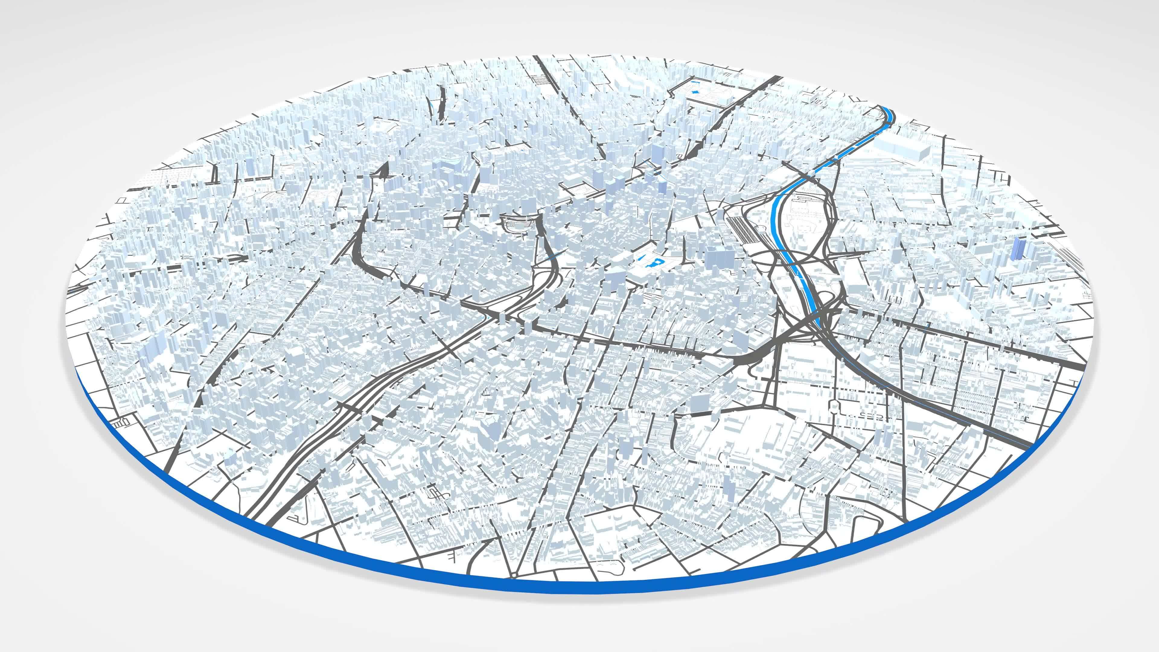 3d model Sao Paulo map background loop. Spinning around Brazil city air ...