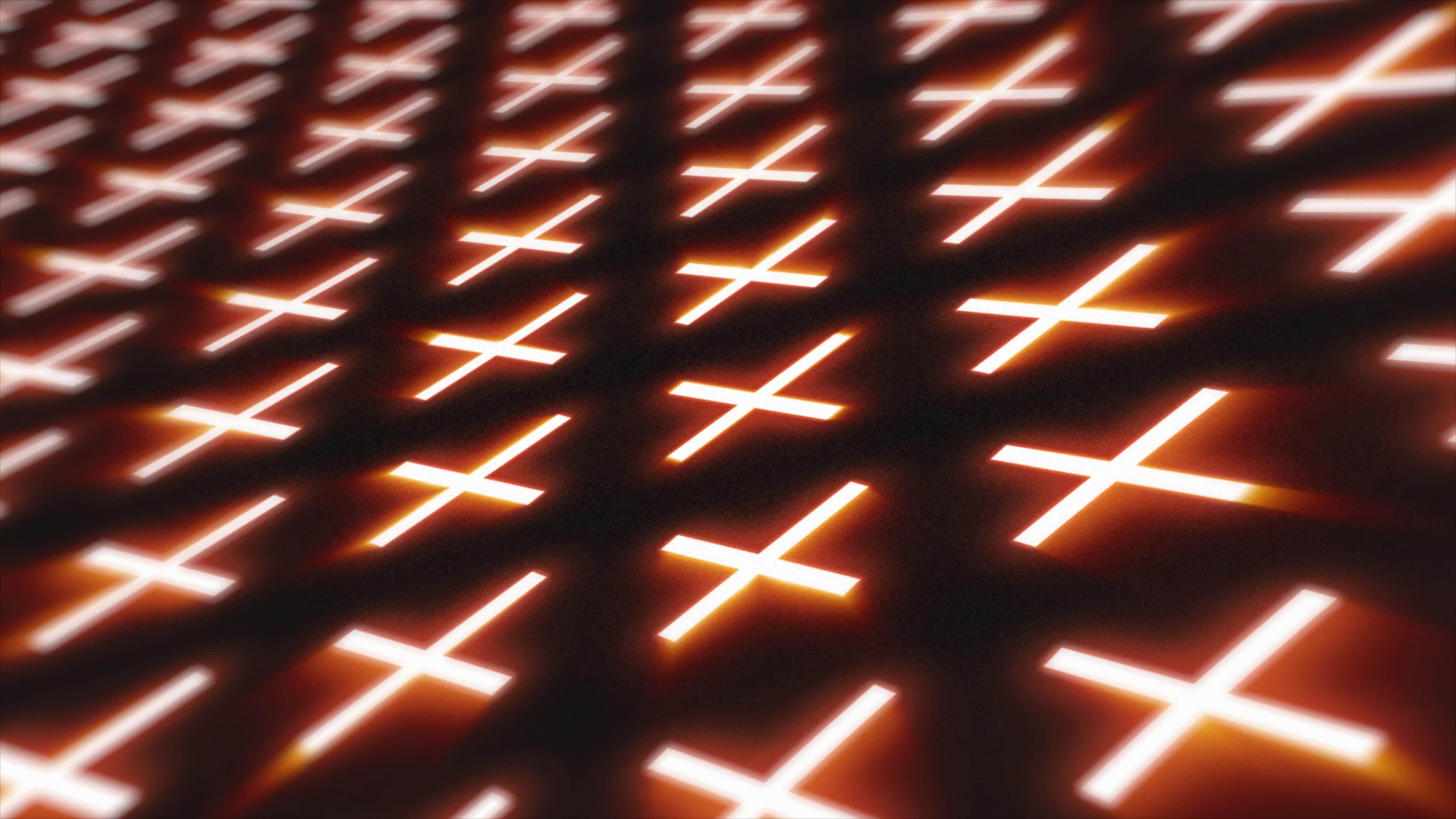 Abstract Orange Pattern Of Glowing Geometric Crosses Pluses Loop