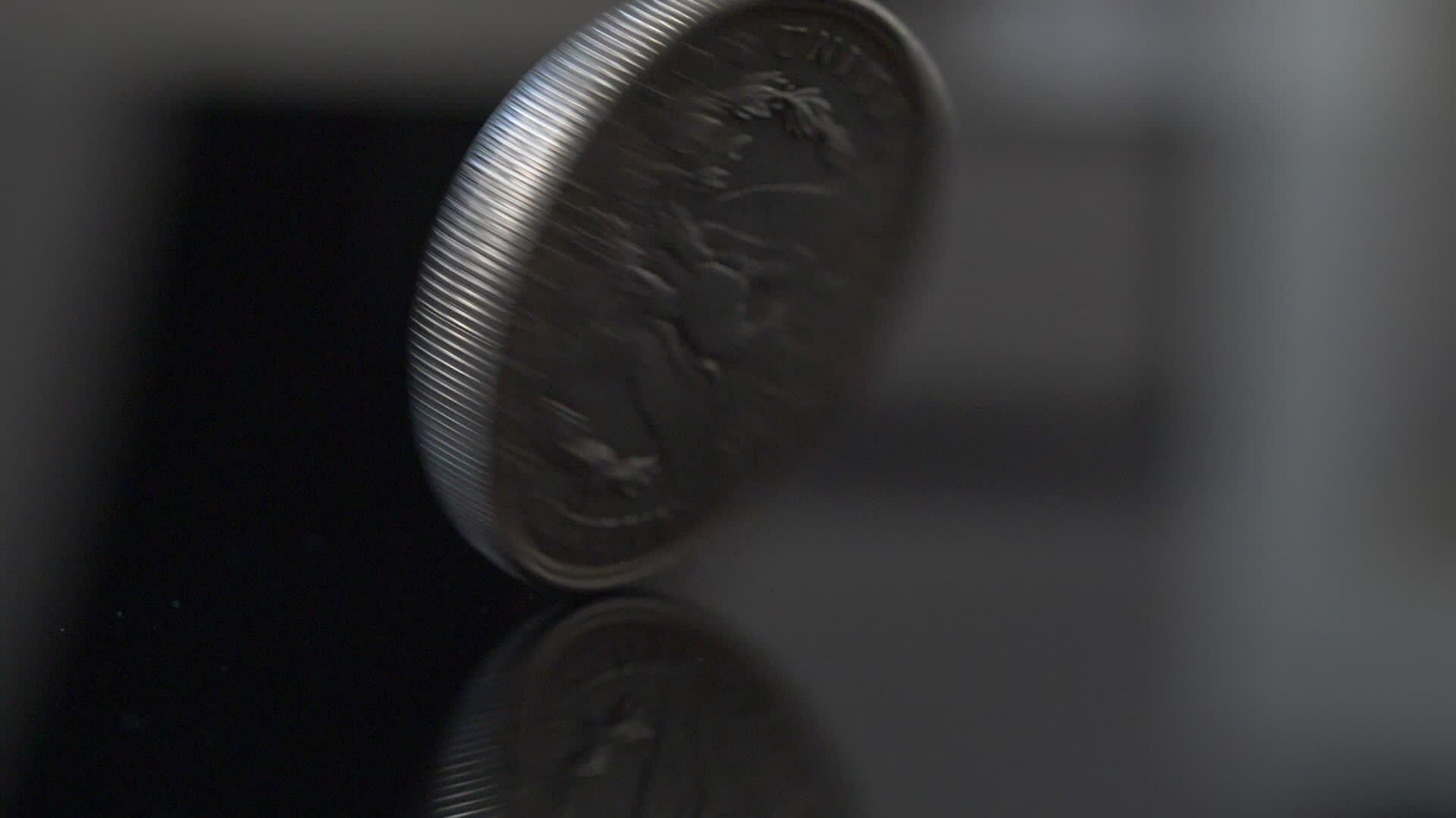 Metal Coin Spinning In Slow Motion United States Of America Quarter Dollar Coin Economy