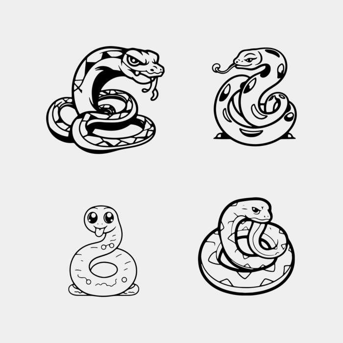 Snake Line Drawing Vector Art, Icons, and Graphics for Free Download