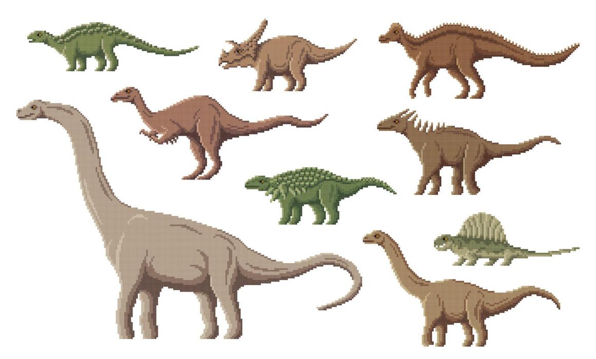 Pixel Dinosaur Vector Art, Icons, and Graphics for Free Download