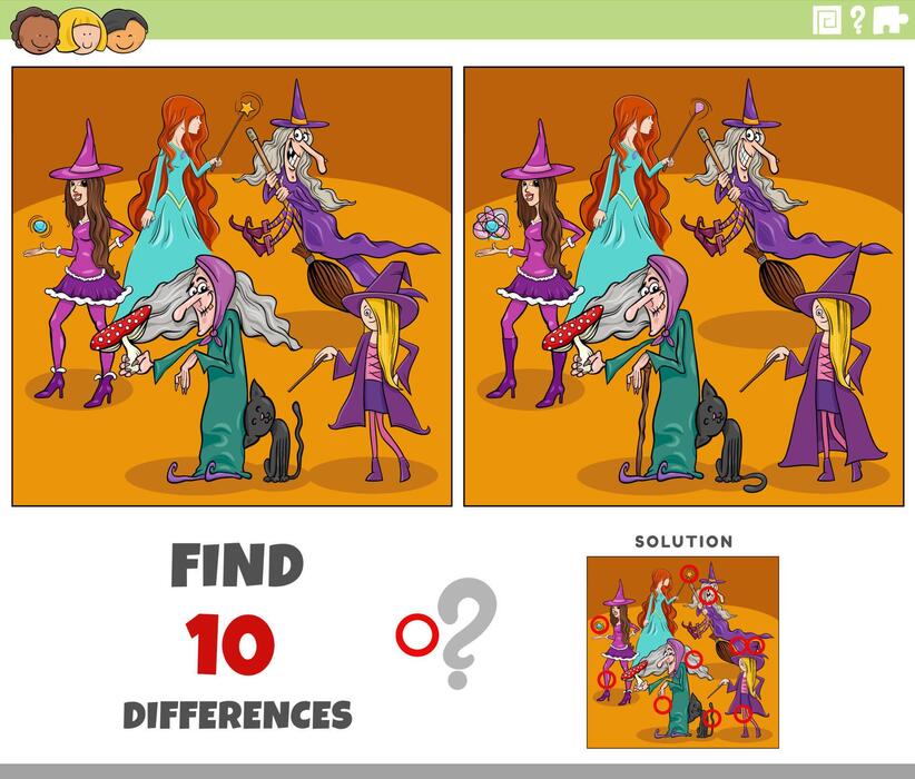 Halloween Spot The Difference Vector Art, Icons, and Graphics for Free ...