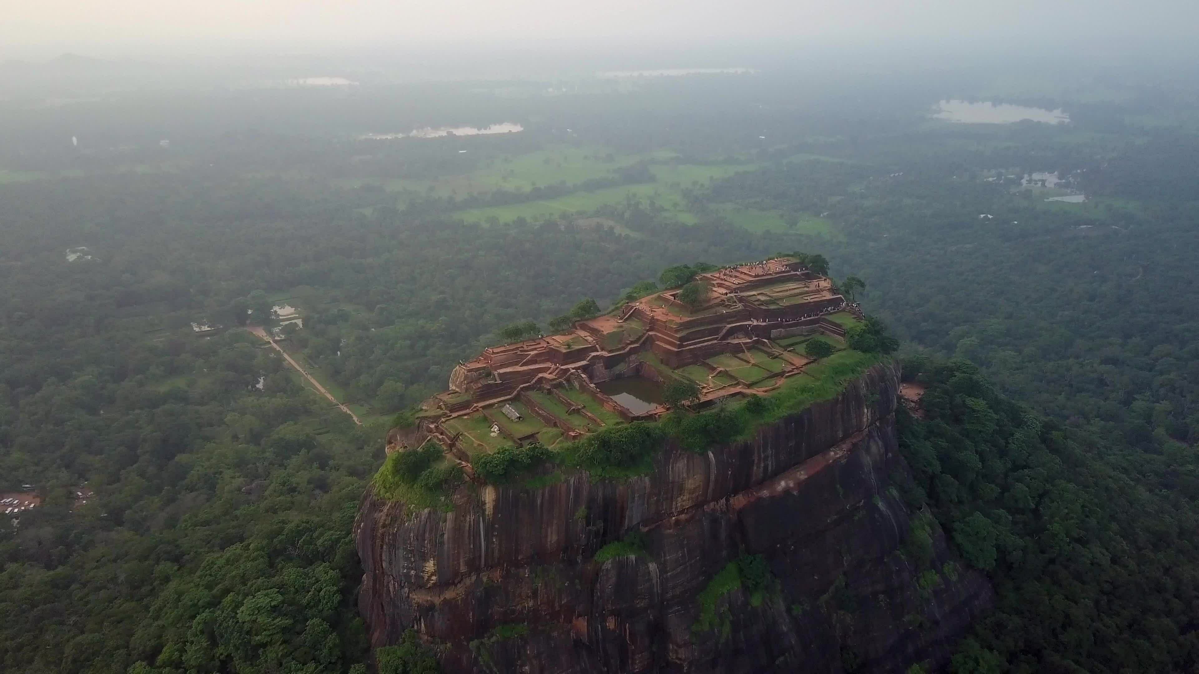 Aerial View drone 4k footage Of Sigiriya Rock Sri Lanka on morning ... Aerial View drone 4k footage Of Sigiriya Rock Sri Lanka on morning ...