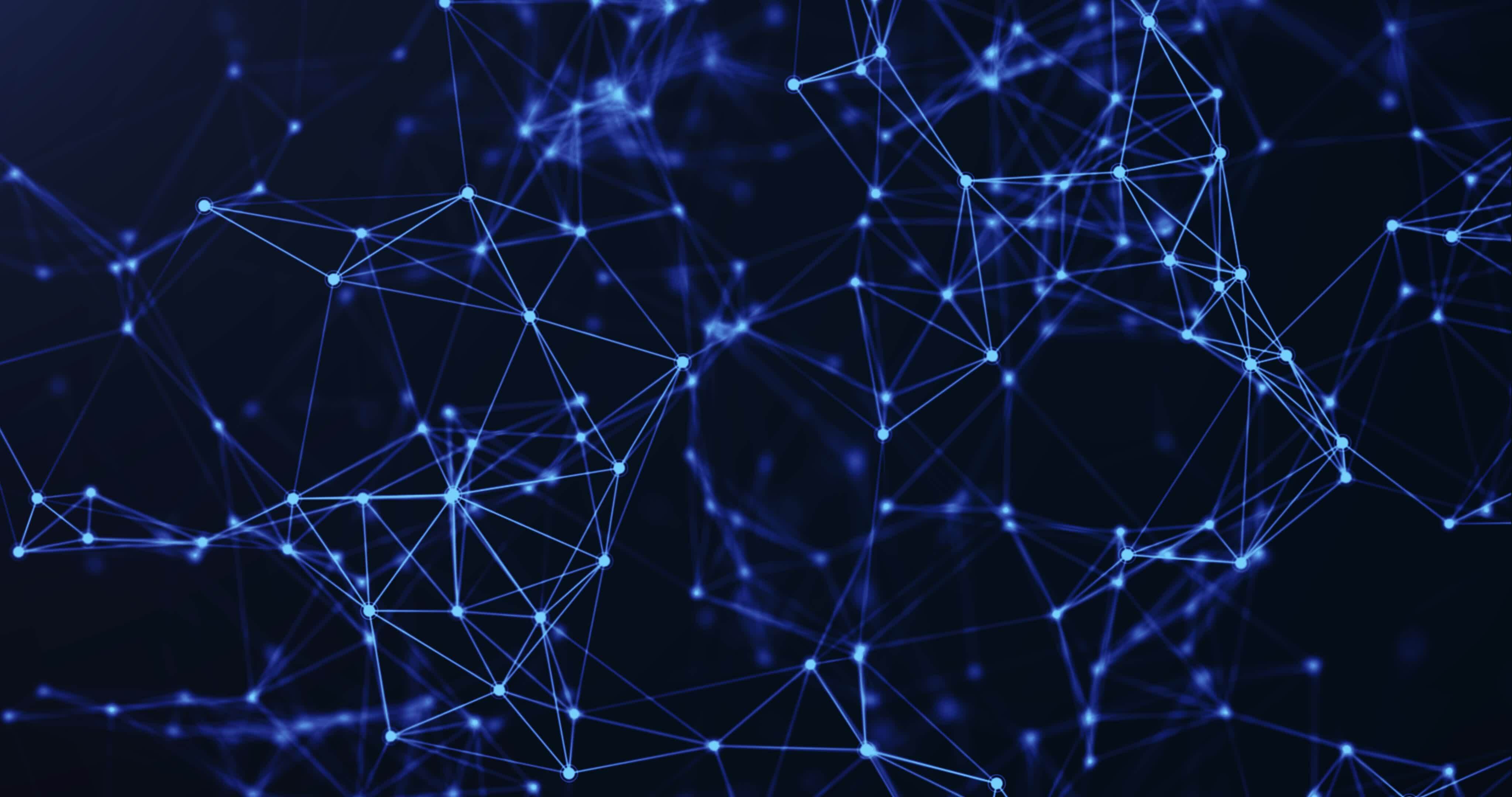 Abstract futuristic background with plexus of lines, dots and triangles, digital technology, big ...