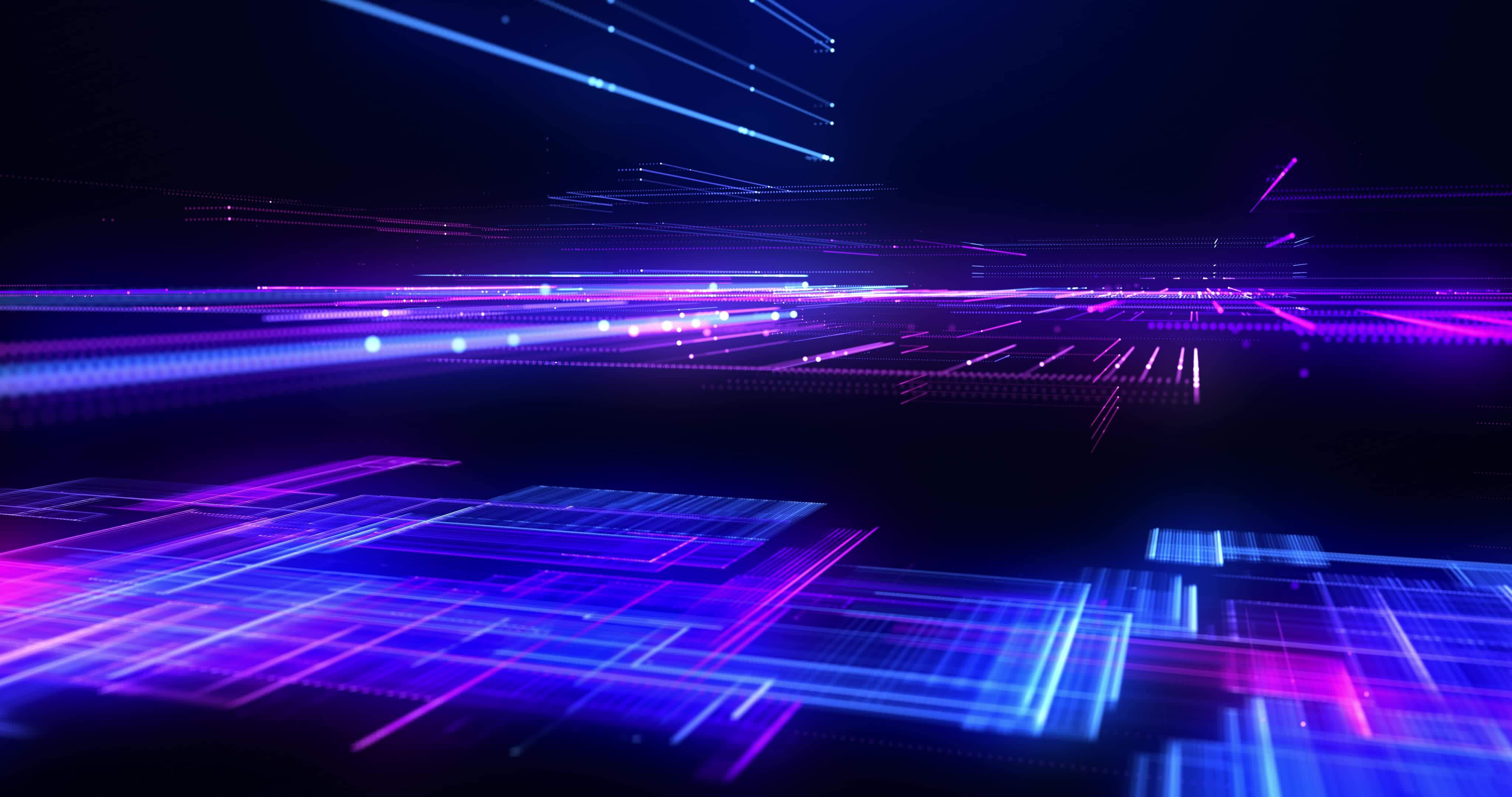 Digital Cyberspace With Particles And Digital Connection High Speed