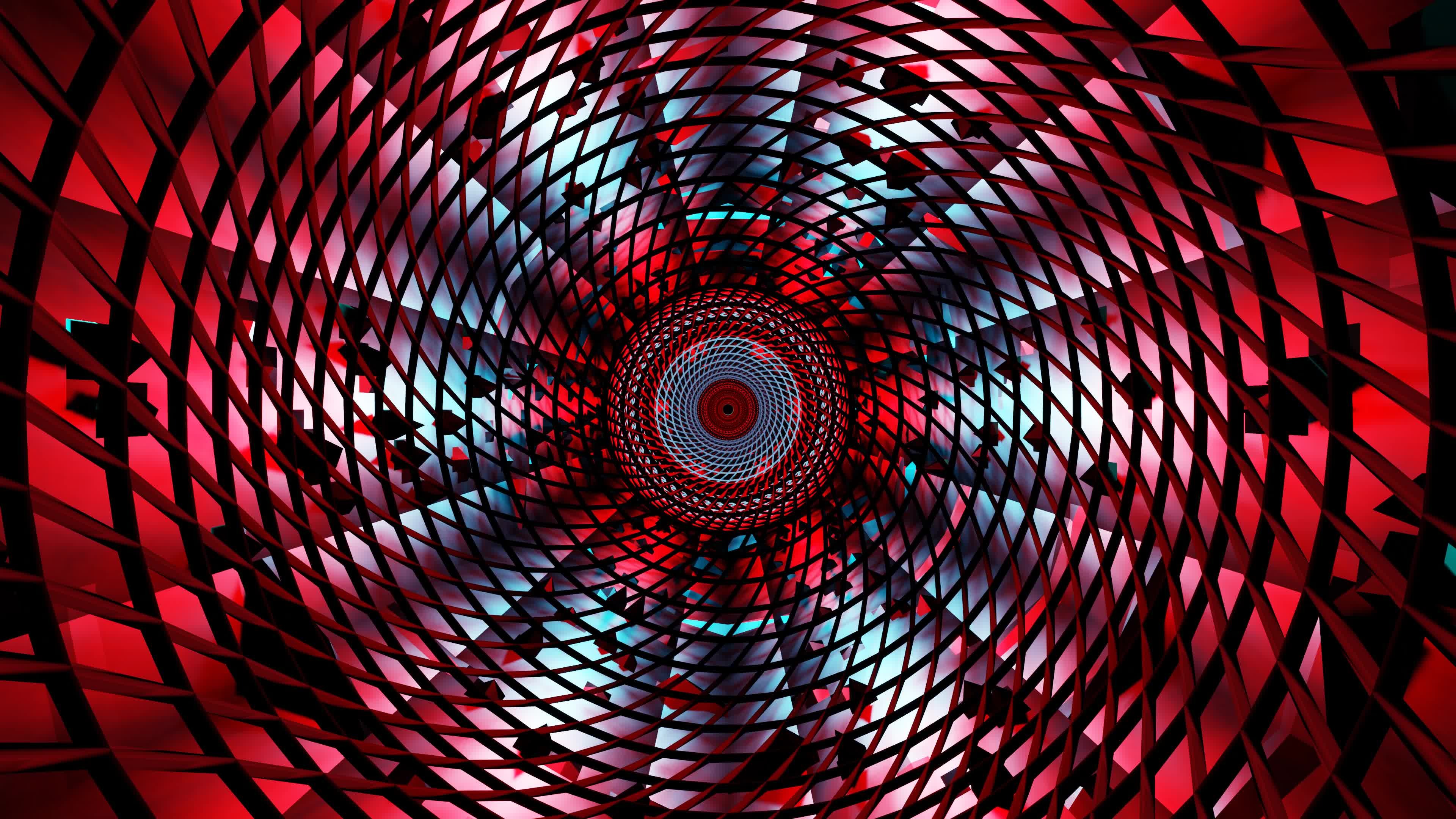 vj loop circle rotate red sci-fi futuristic tunnel in space music abstract background. 4k ...